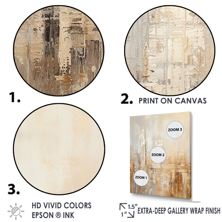 DesignArt " Beige Skyscraper City Paint III " on Canvas | Wayfair