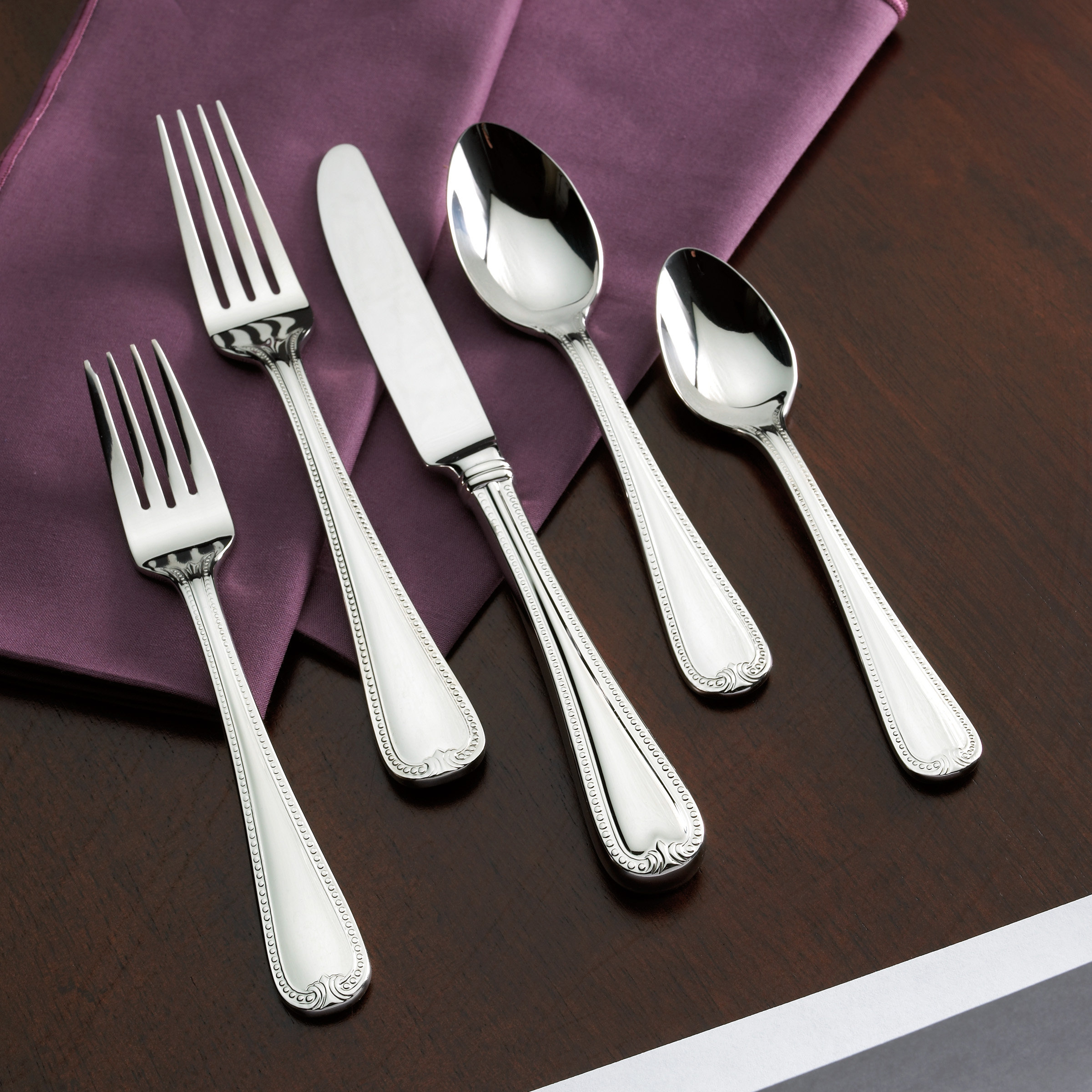 Lenox Vintage Jewel 5-Piece 18/10 Stainless Steel Flatware Set, Service ...