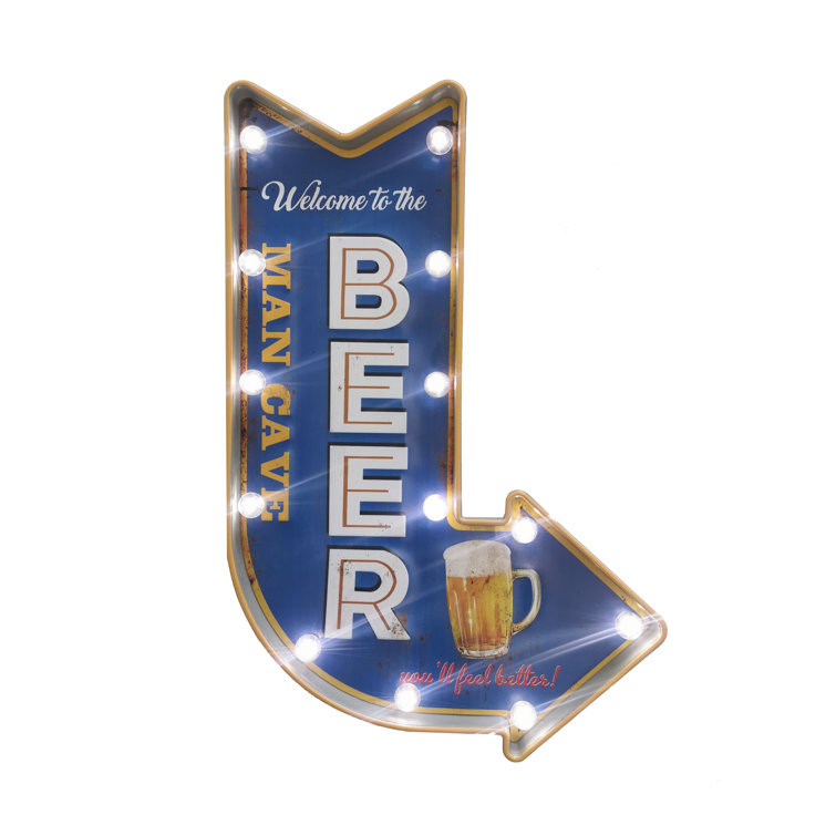 Carina's Collection LED Lighted "Man Cave Beer" Arrow Sign Wall Decor ...