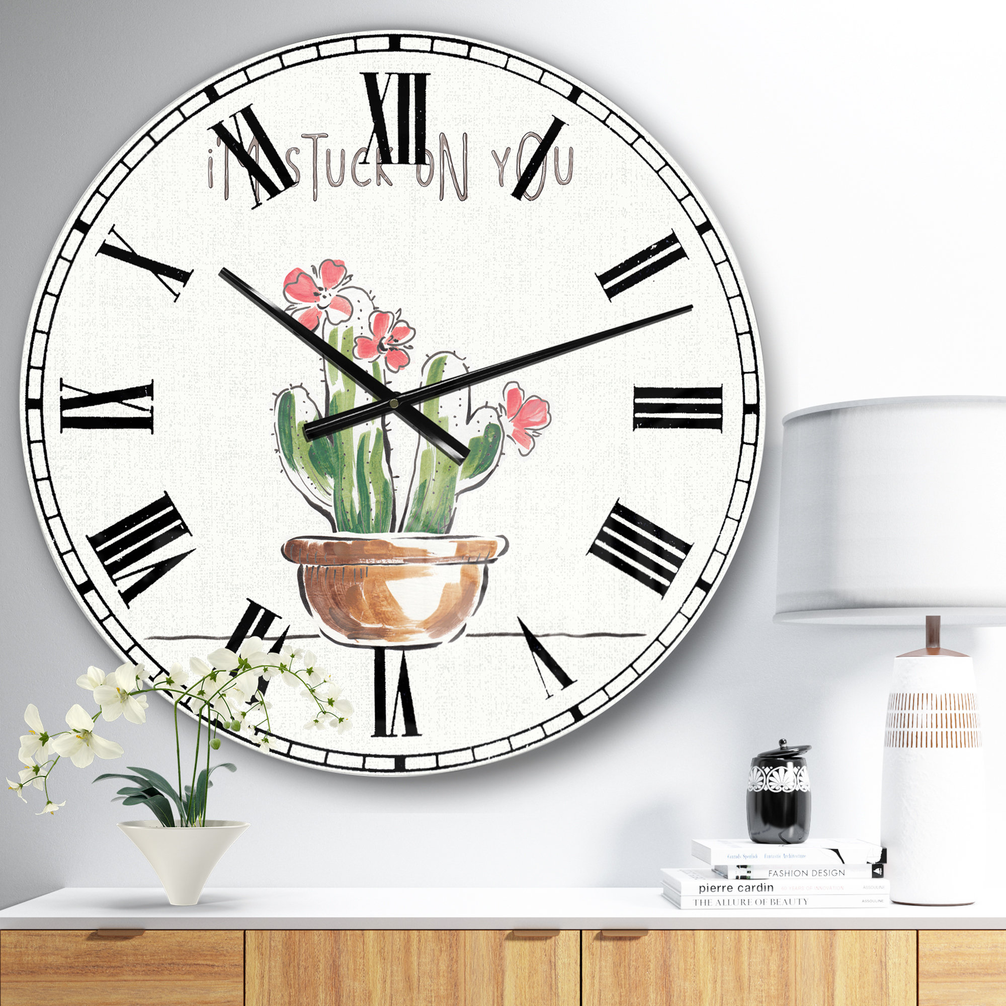 The Twillery Co.® Desert Botanical Bloom II - Farmhouse Wall Clock ...