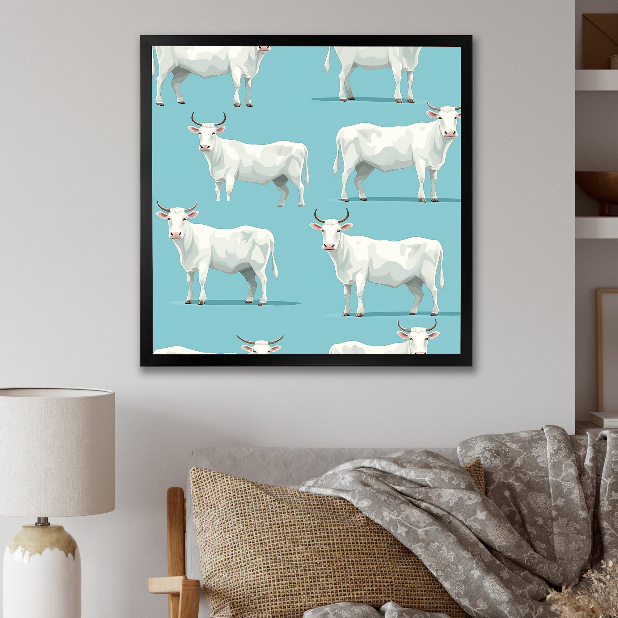 August Grove® Minimalist White Cow Pattern II - Cow Animal Wall Art ...