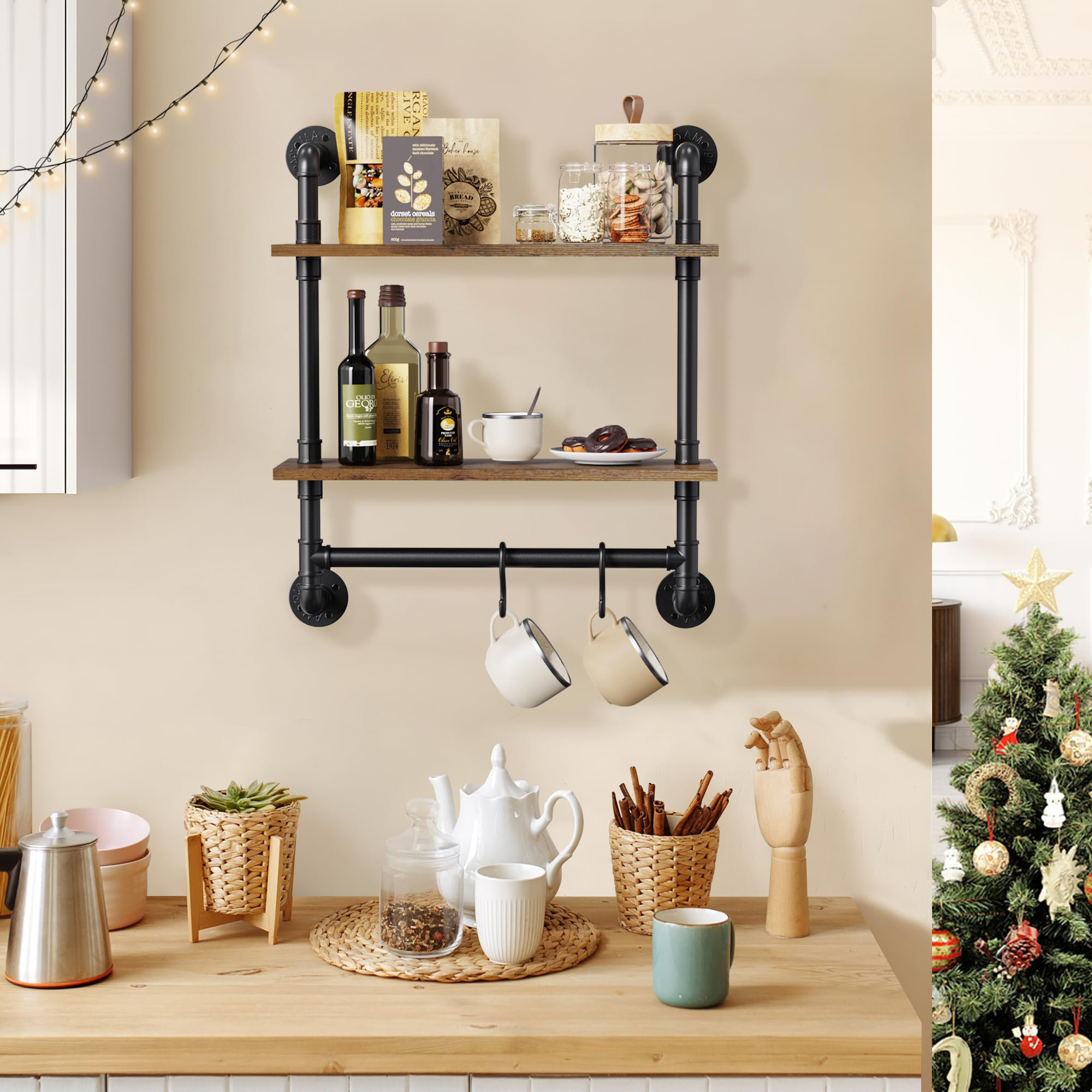 Trent Austin Design® 24" 2-Tier Industrial Floating Shelf With Tower ...