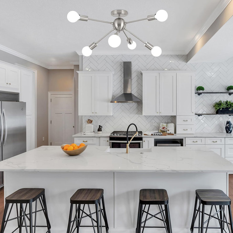 George Oliver 6 Lights Brushed Nickel Semi Flush Mount light Fixture ...