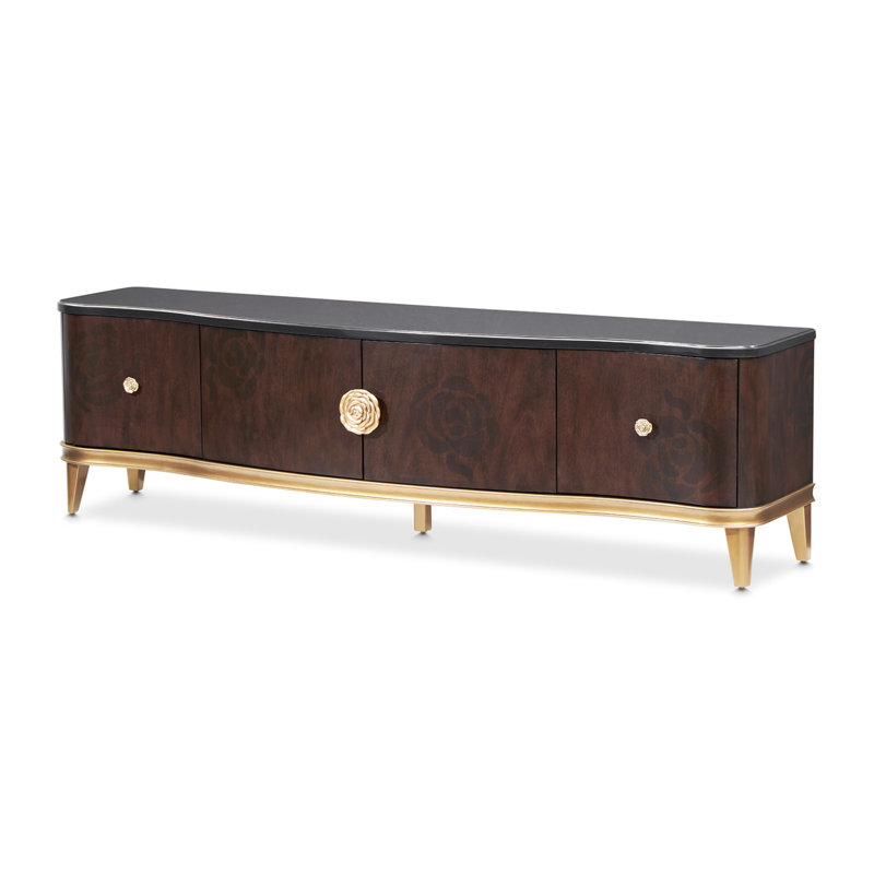 Michael Amini Camellia Field Media Cabinet - Warm Pecan | Wayfair
