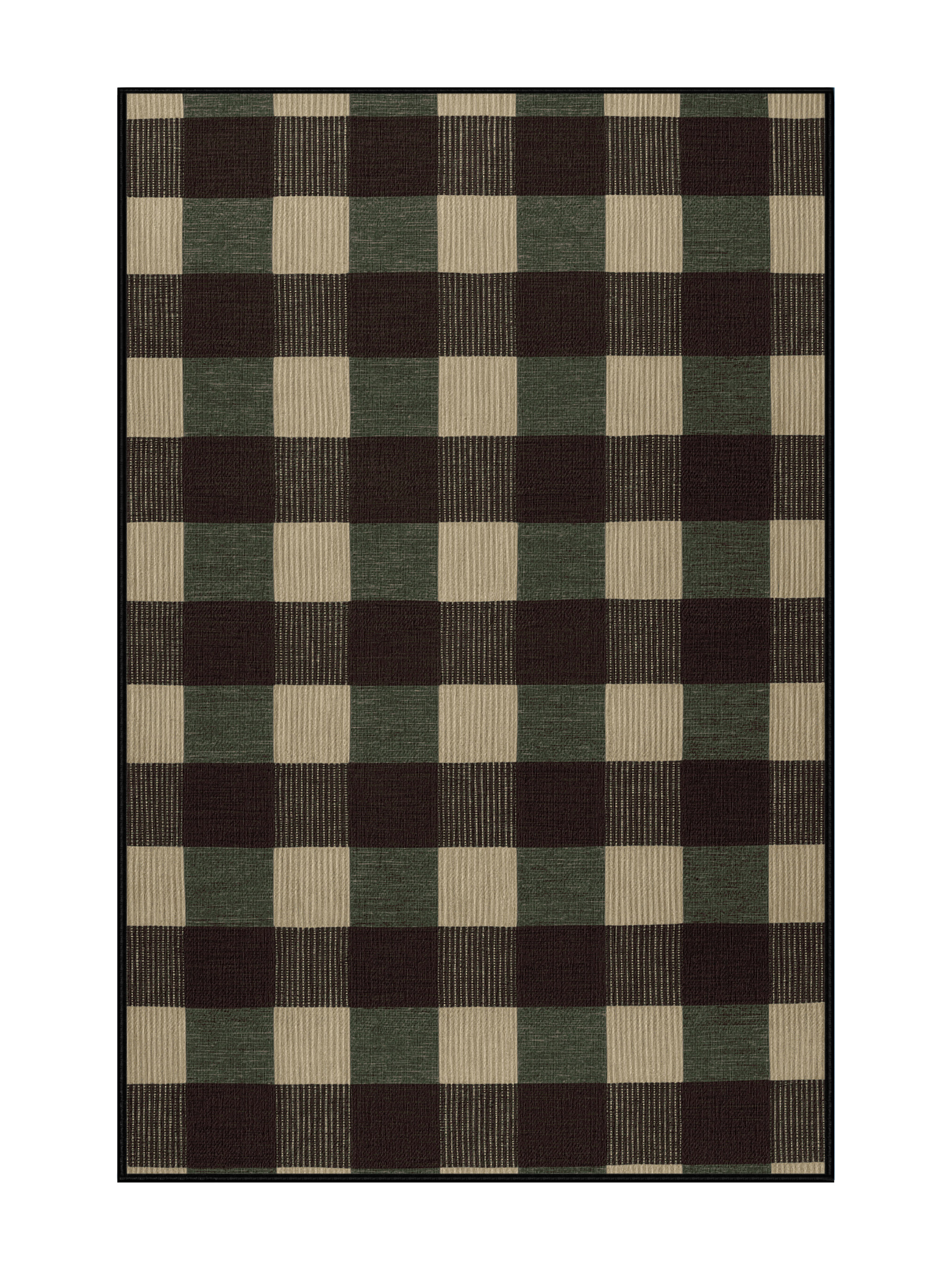 One Allium Way® Machine Washable Checkered Brown Area Rug | Wayfair