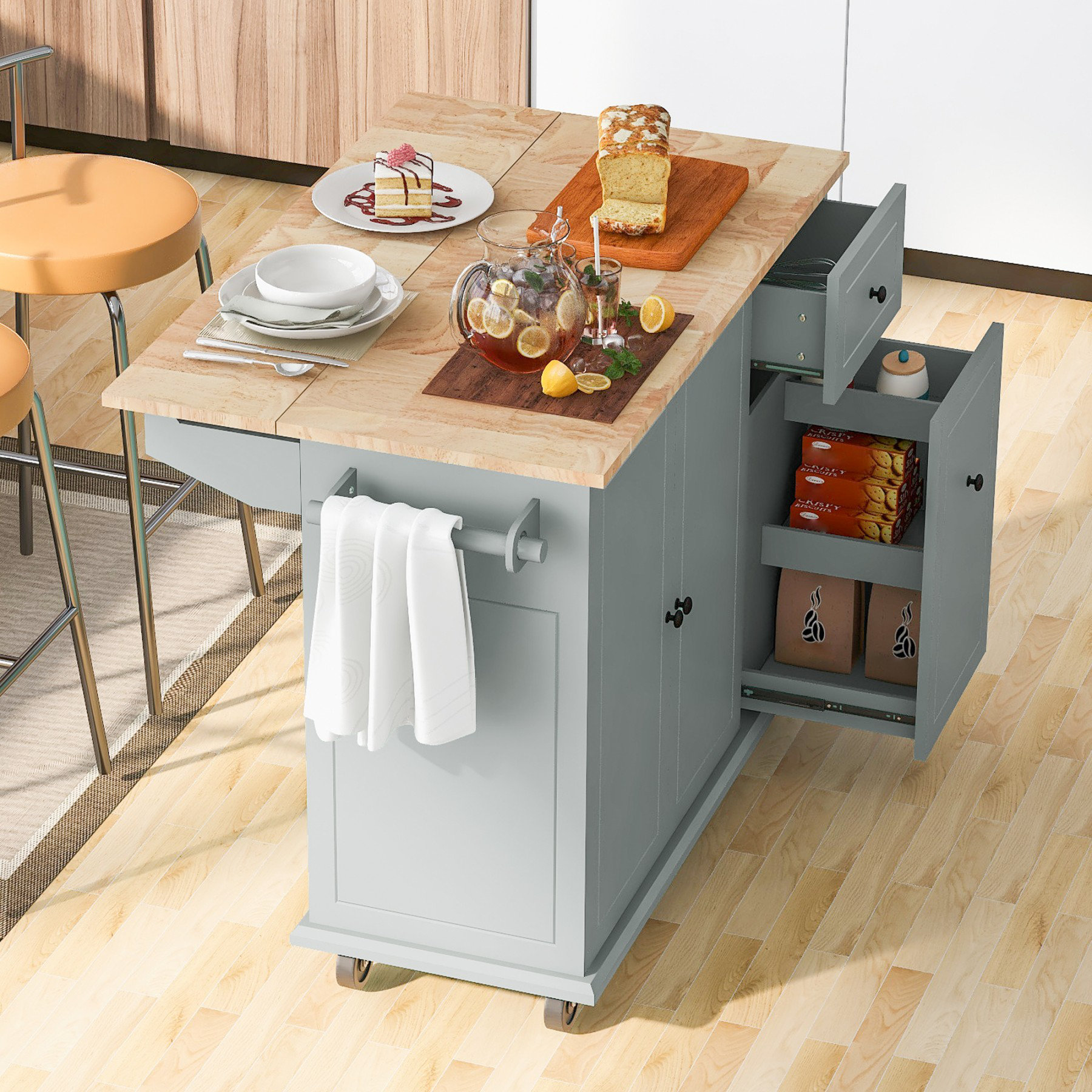Lark Manor™ Kitchen Island with Drop Leaf | Wayfair