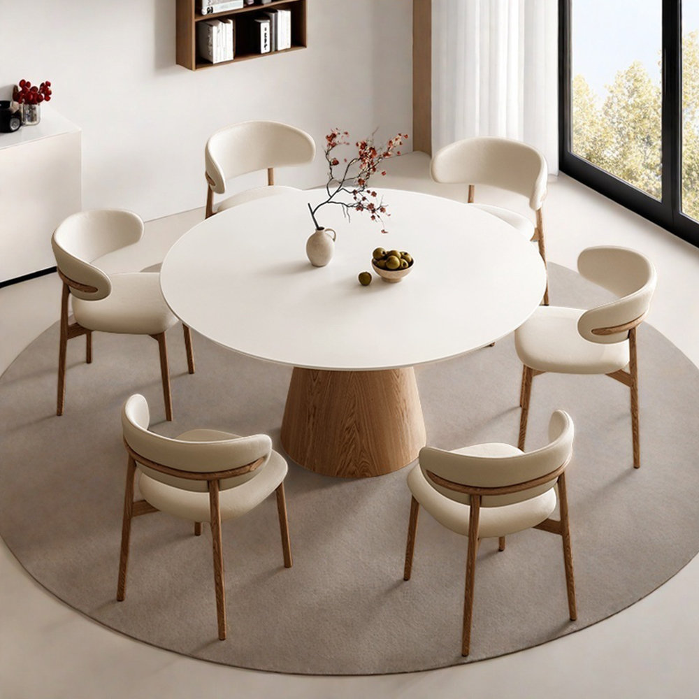 Elamer Cream style simple round dining table set | Wayfair
