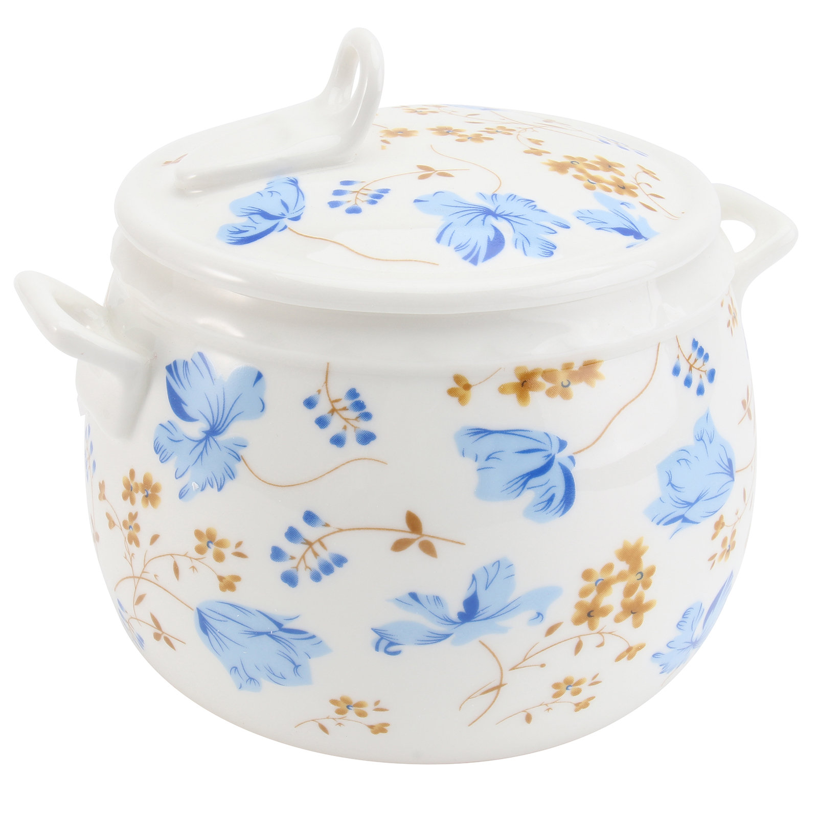 Fleur De Lis Living Ceramic Stew Pot Saucepan With Lid Orchid Stewpan ...