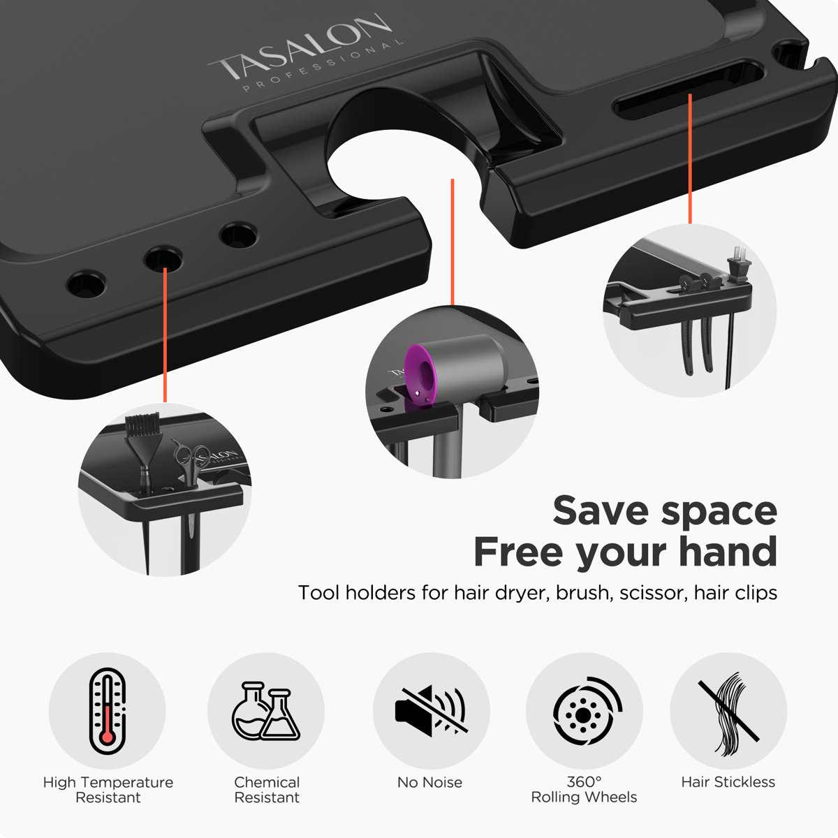 TASALON 35.5"H Adjustable Salon Trolley Utility Cart with 2 Magnetic ...