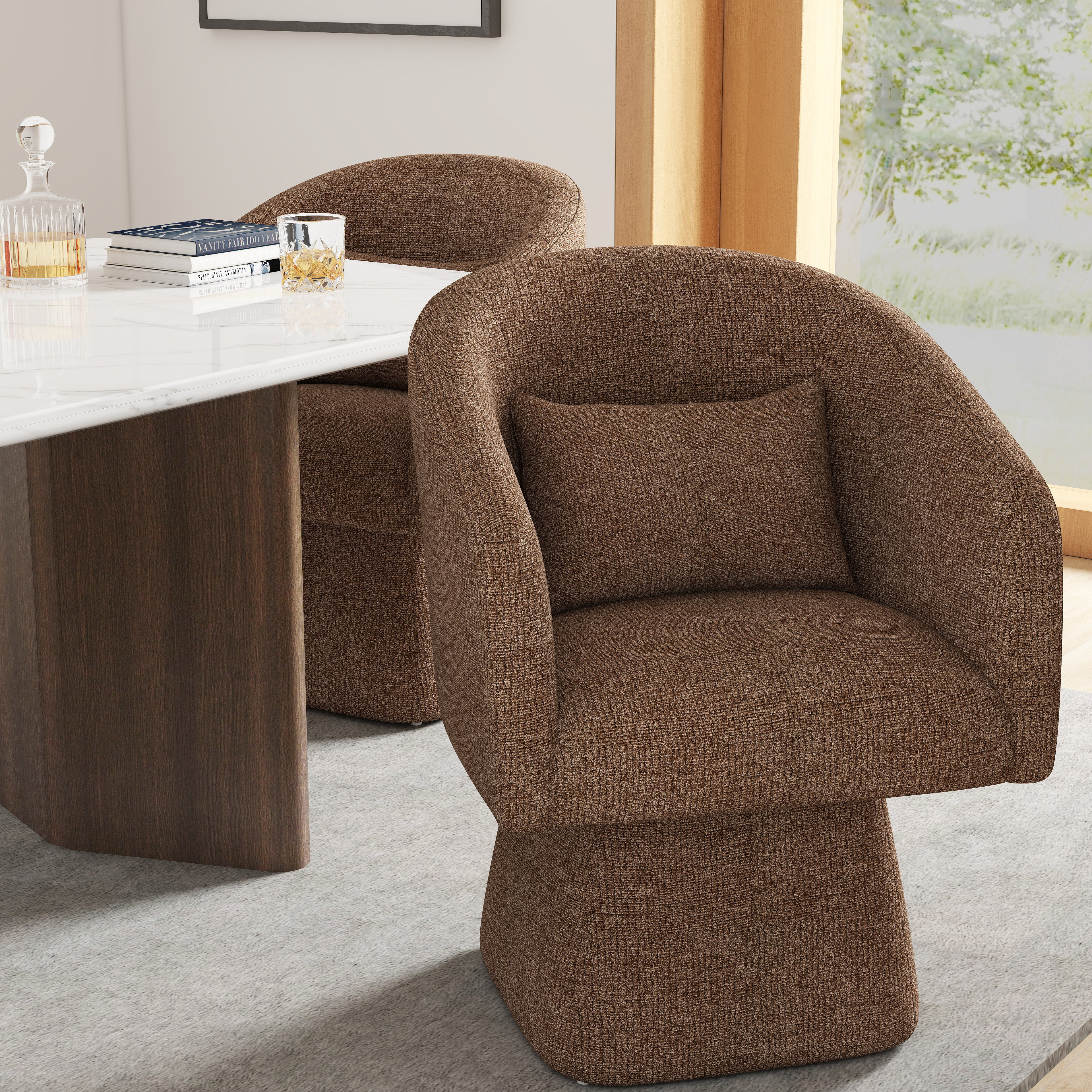Ebern Designs Upholstered Swivel Barrel Chair - Wayfair Canada