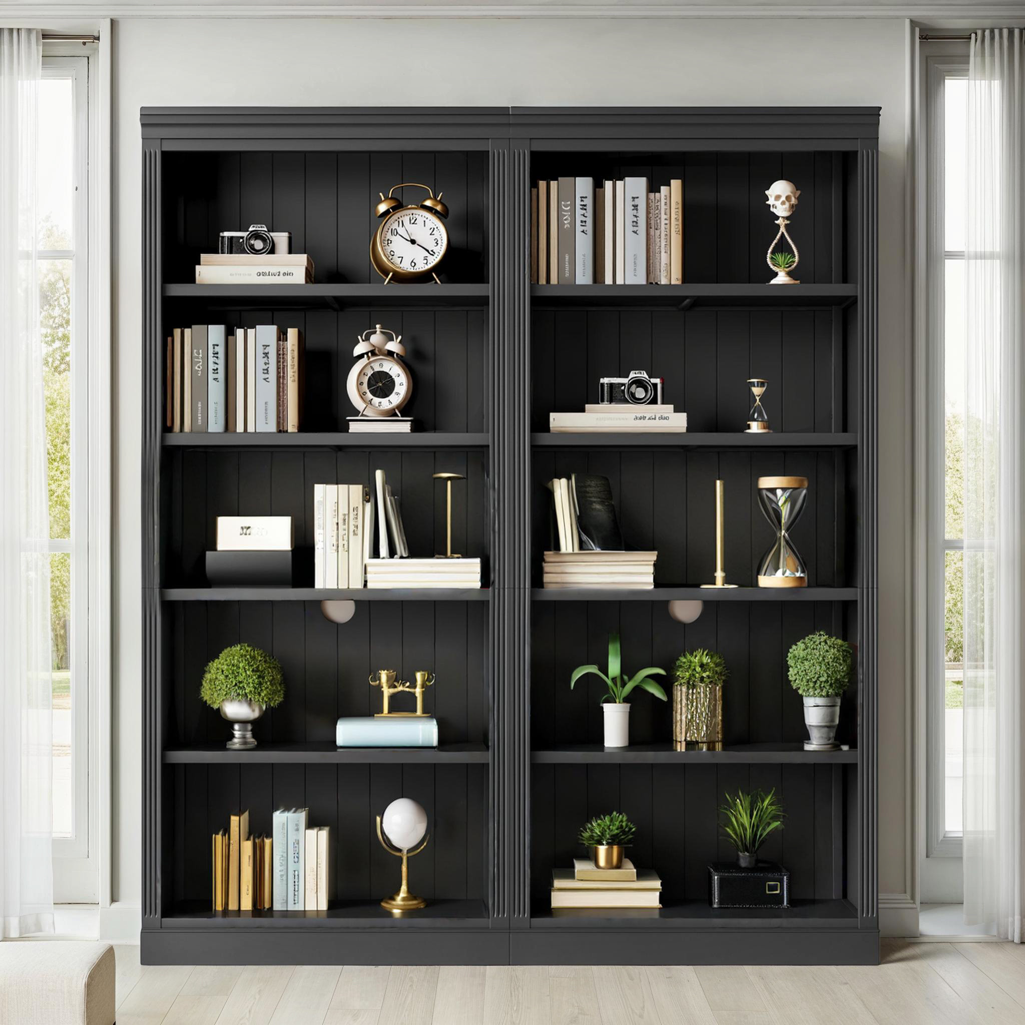 Red Barrel Studio Modern 83" Tall Bookcase Suite, Dual 5-Shelf Units ...