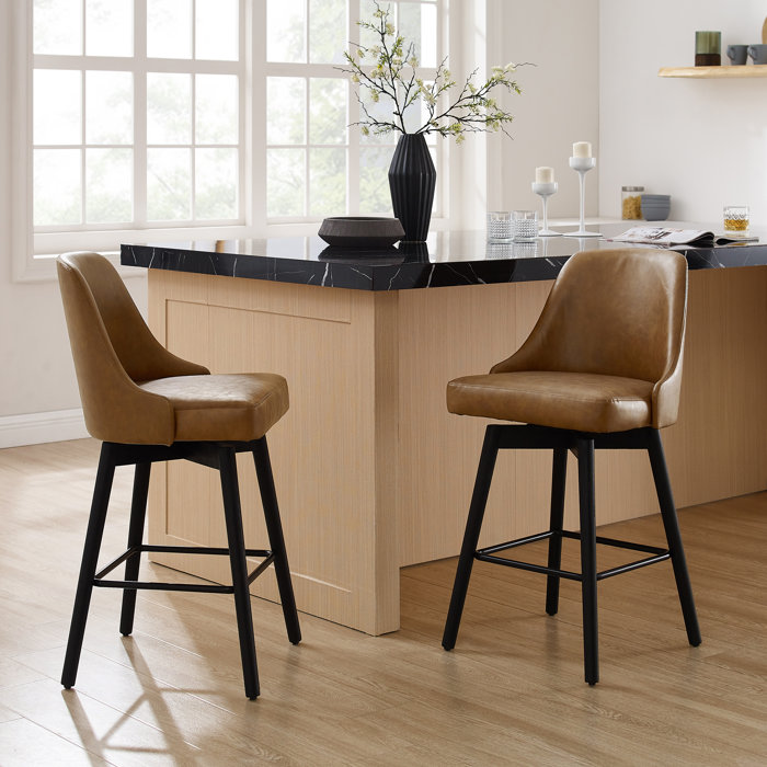 Lark Manor Hiott Swivel Upholstered 25.6'' Counter Stool & Reviews ...