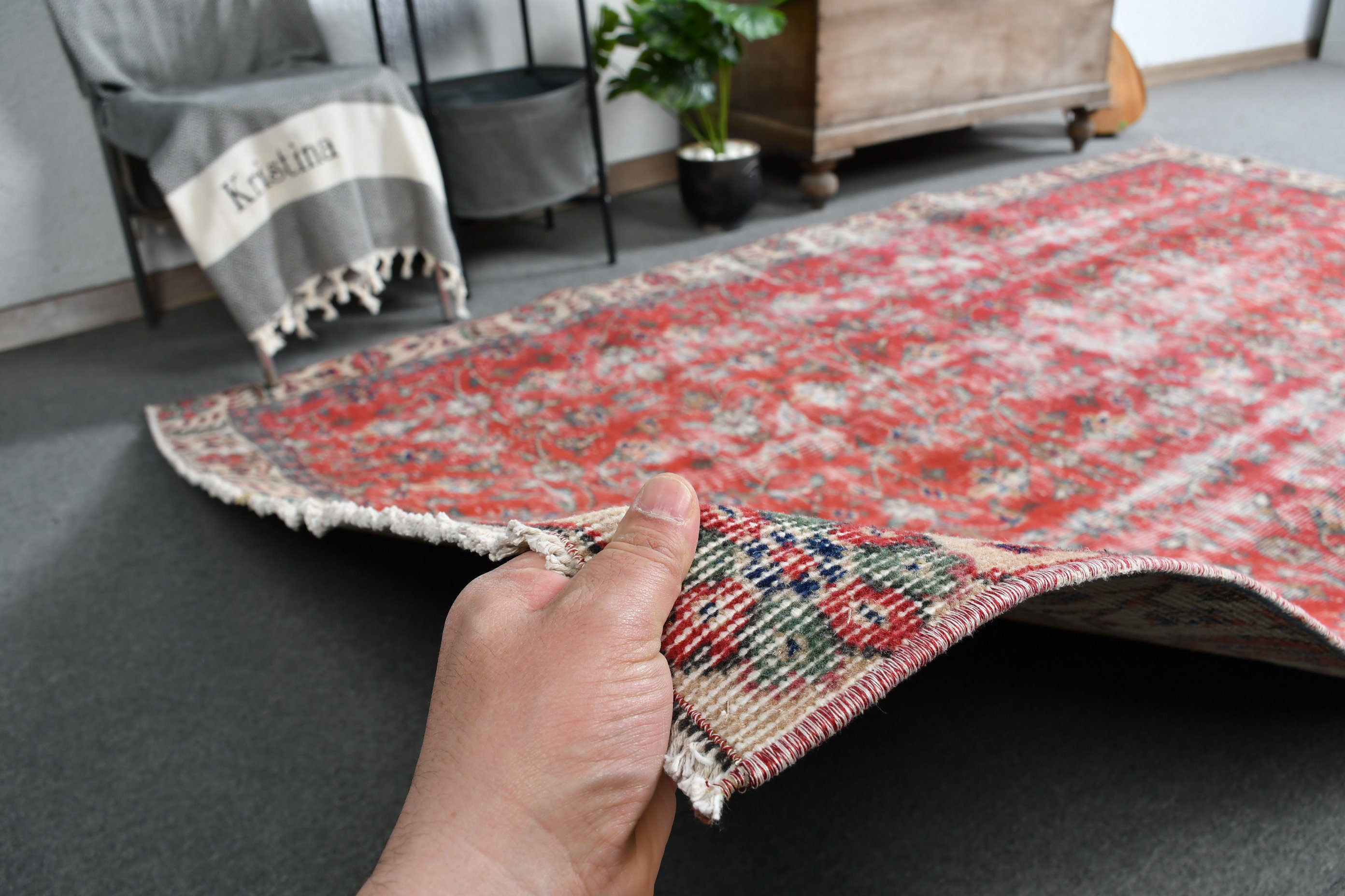 Bungalow Rose Vintage Large Turkish Oushak Rug in Faded Red - Ideal for ...