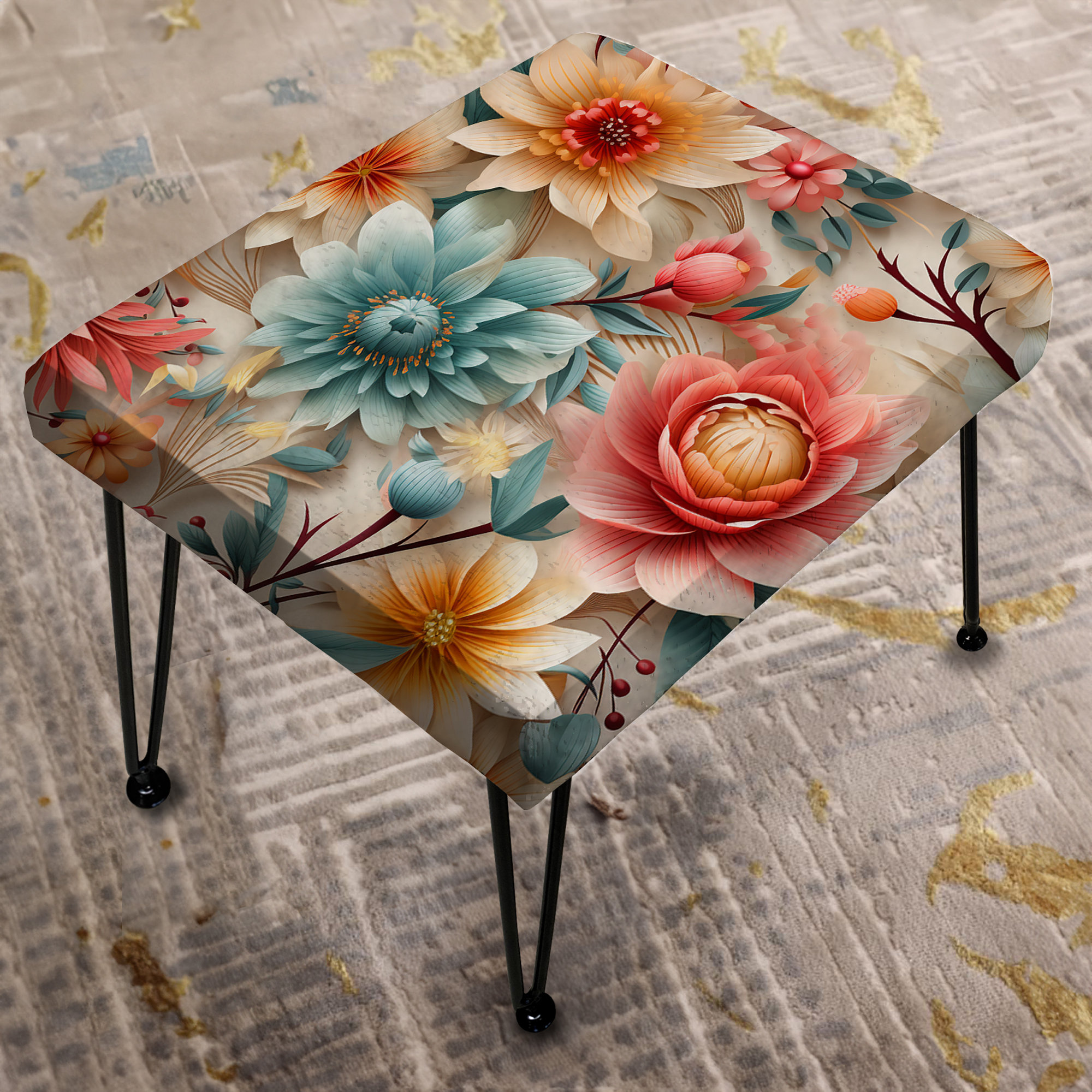 Design Art Pastel Colors Eclectic Floral Collage - Eclectic Rectangle ...