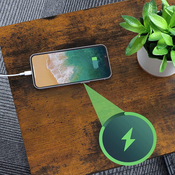 17 Stories Whittmore Frame End Table with Storage and Built-in Outlets ...