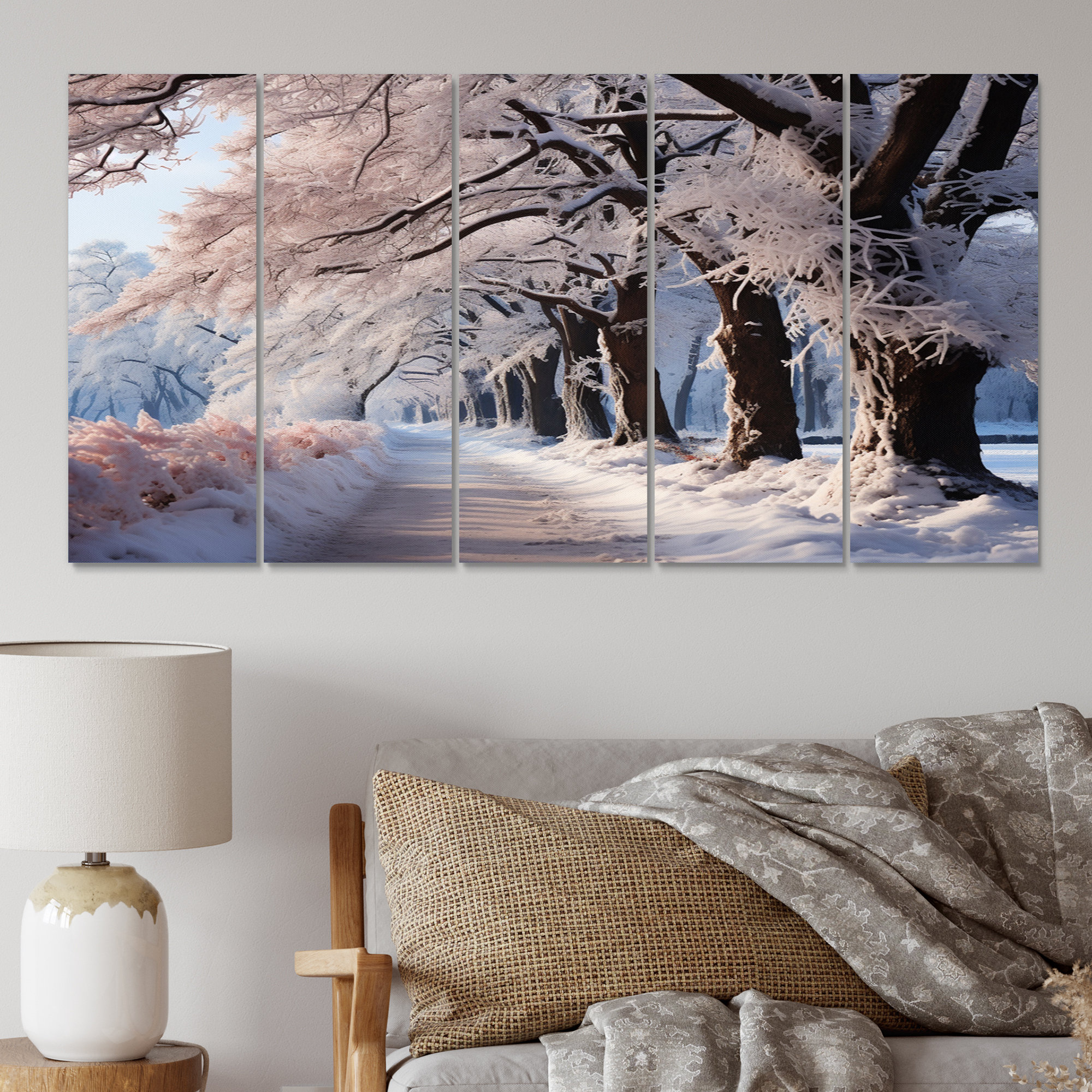 Latitude Run® Winter Frosty Forest III - Winter Landscape Canvas Wall ...