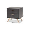 George Oliver Caden Sheldon Dark Grey And Gold Finished Wood 2-Drawer ...