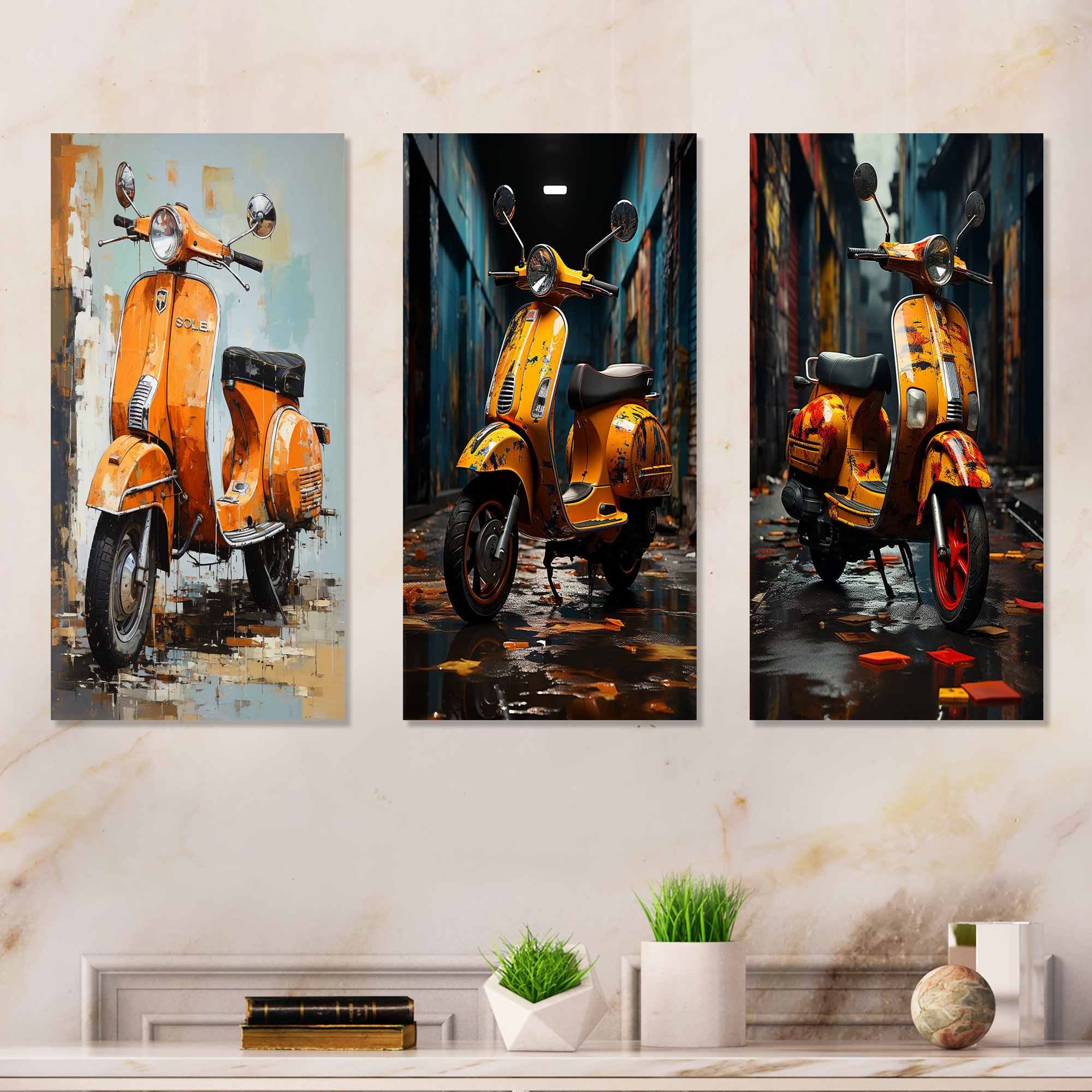 Trent Austin Design® Scooter Escape - Scooter Metal Art Print Set Of 3 ...