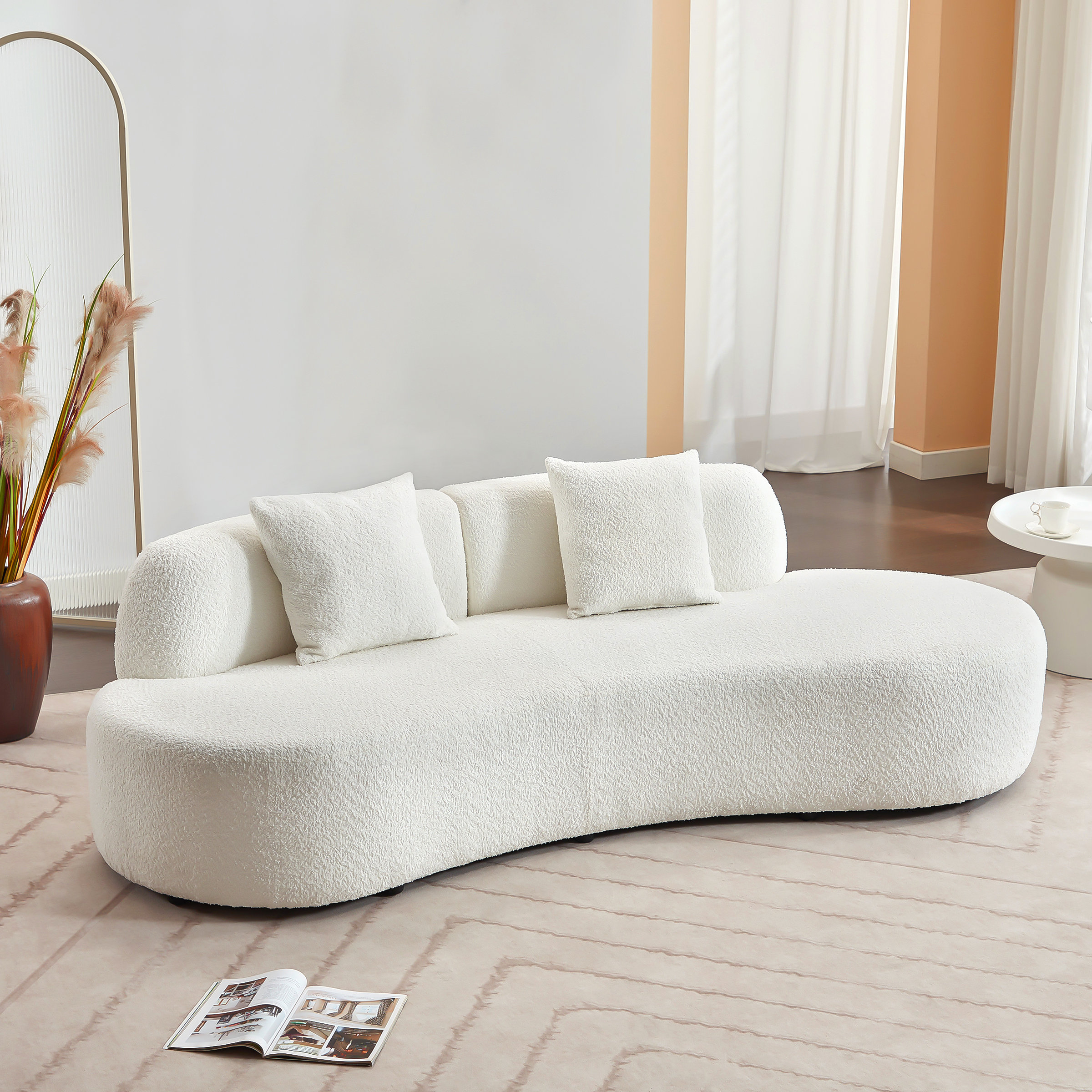 Wrought Studio Canapé incurvé moderne avec coussins 91 po Castillon et ...