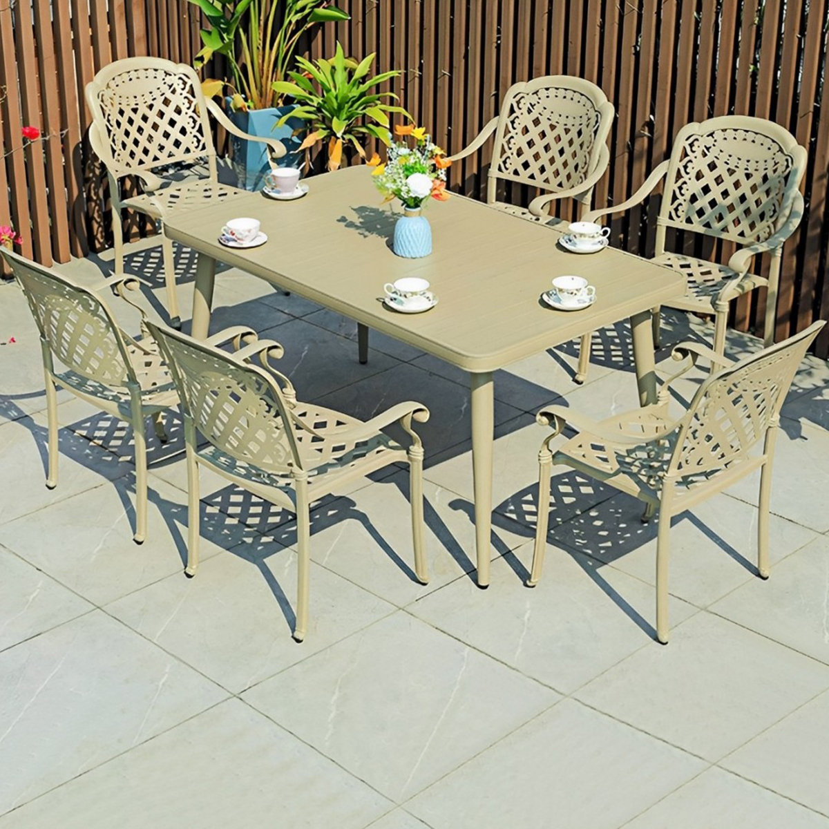 Hokku Designs Aluminum alloy patio dining table and chair set - Wayfair ...