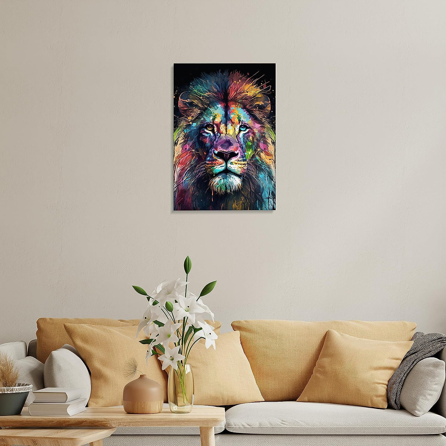 Bungalow Rose Colorful Lion On Canvas Print | Wayfair