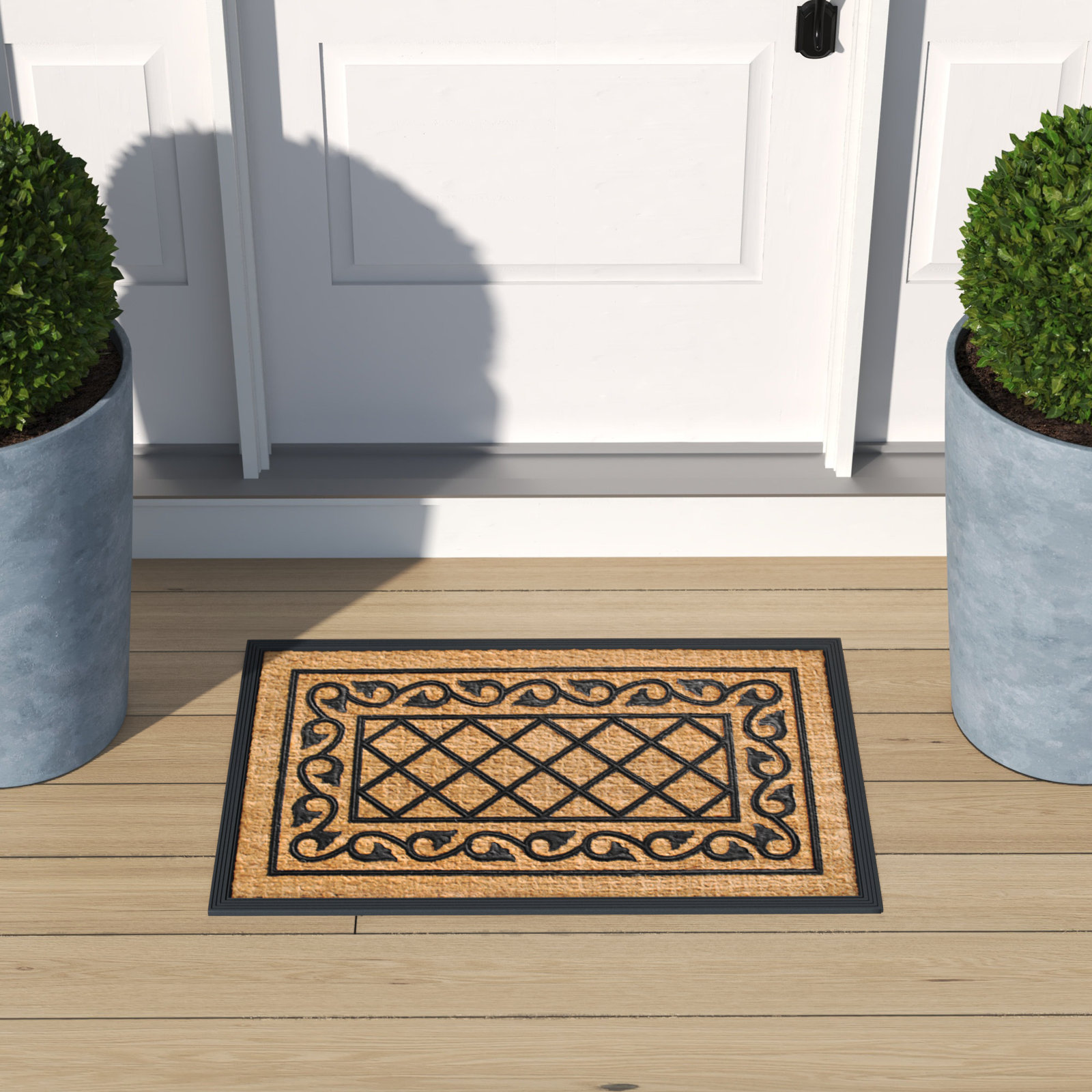 Lark Manor Ailssa Honeysuckle Rubber Coir 36 in. x 24 in. Non-Slip ...