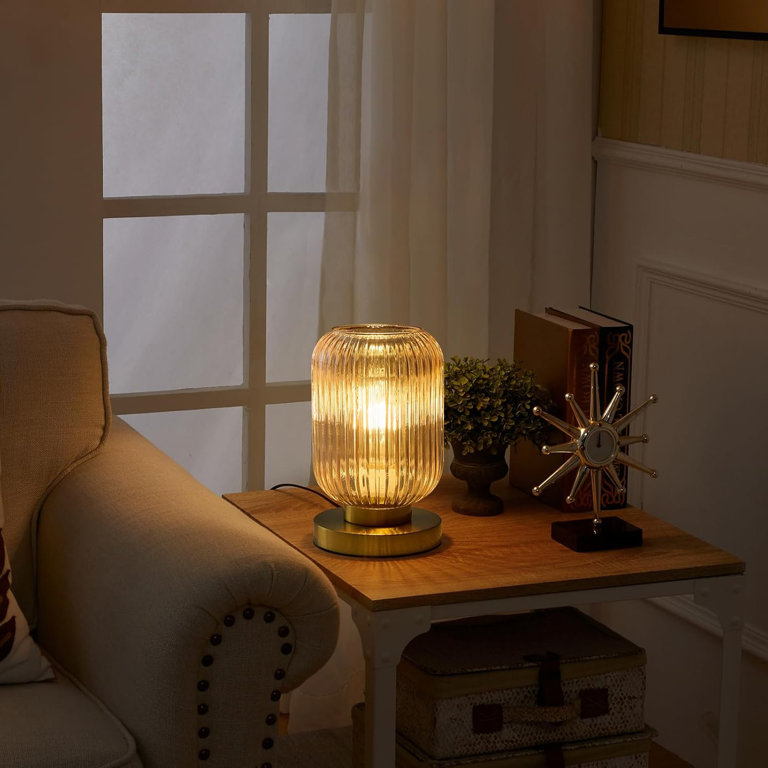 Corrigan Studio® Mid Century Modern Glass Table Lamp With Dimmable ...