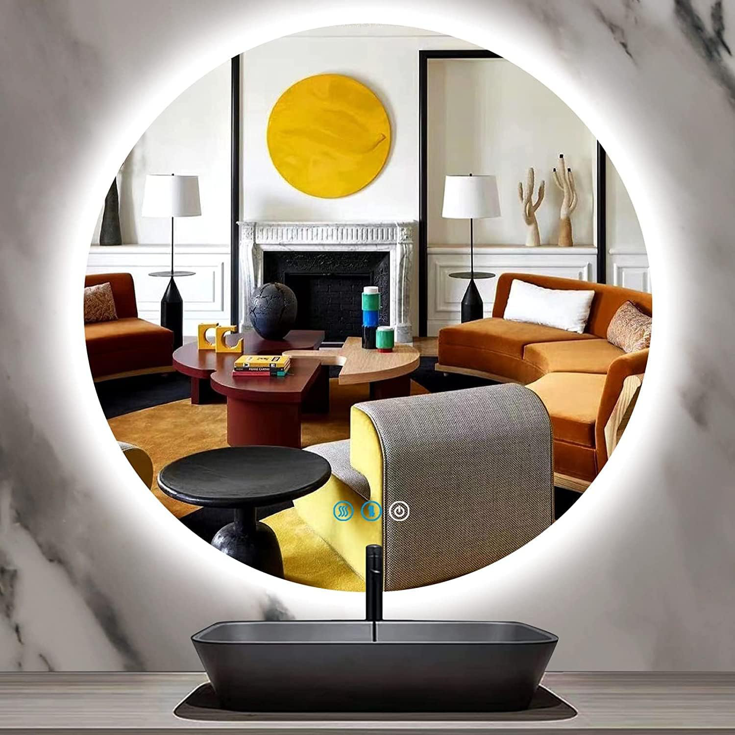 Ivy Bronx 32 Inch Backlit Bathroom Round Led Mirror Round Lighted ...