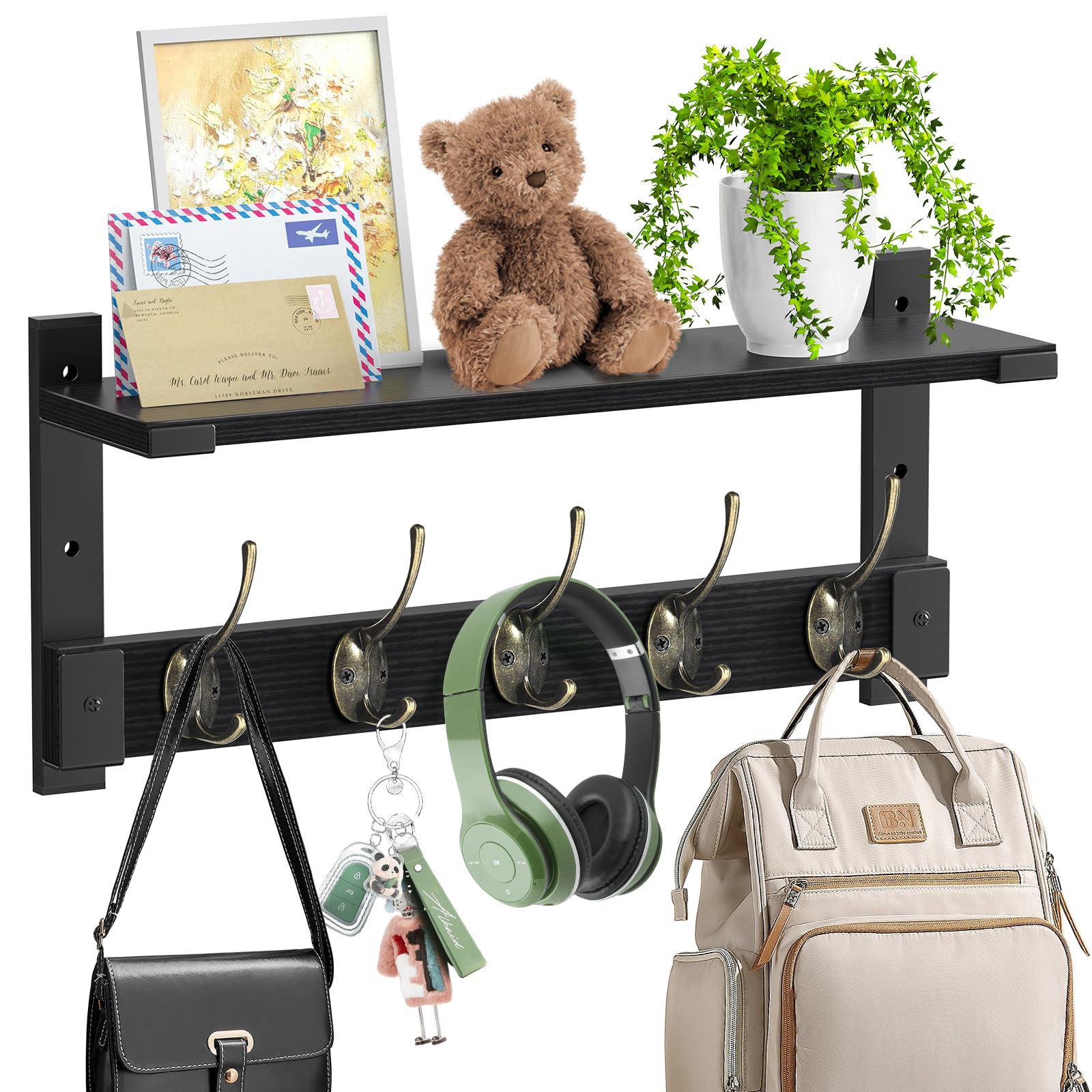 Ophelia & Co. Wall Hooks With Shelf, Coat Rack Wall Mount, Shelf With ...