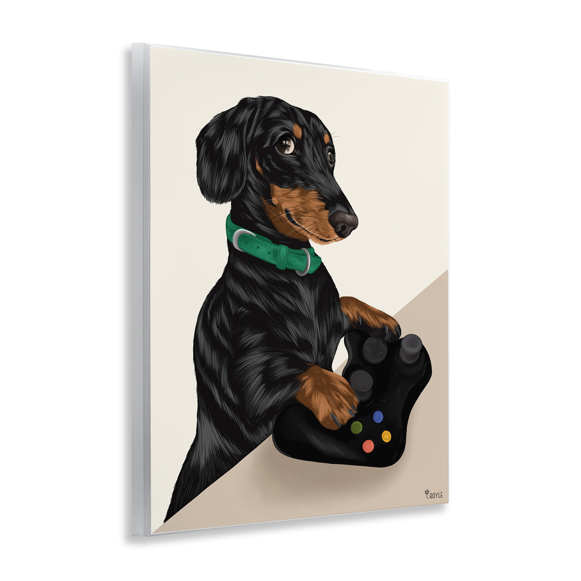Stupell Industries Gamer Dachshund Dog Wall Plaque Art by Tara Royle ...