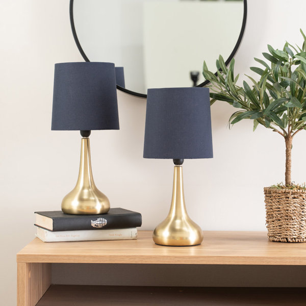 Fairmont Park Akaysha Pair of Brushed Gold Touch Table Lamps with Black ...