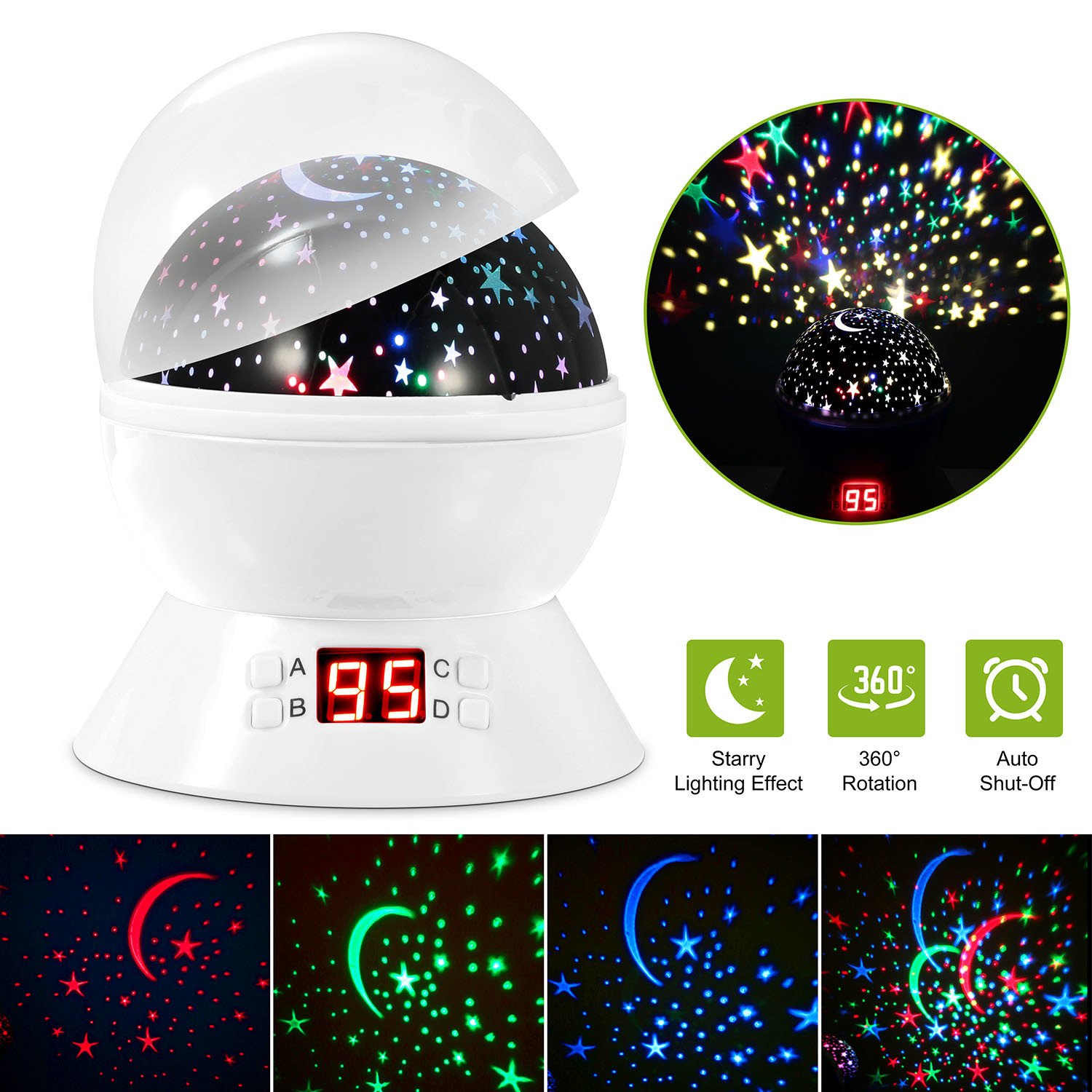 Edge Collections LED Projector Lamp Kids Night Light Star Moon ...