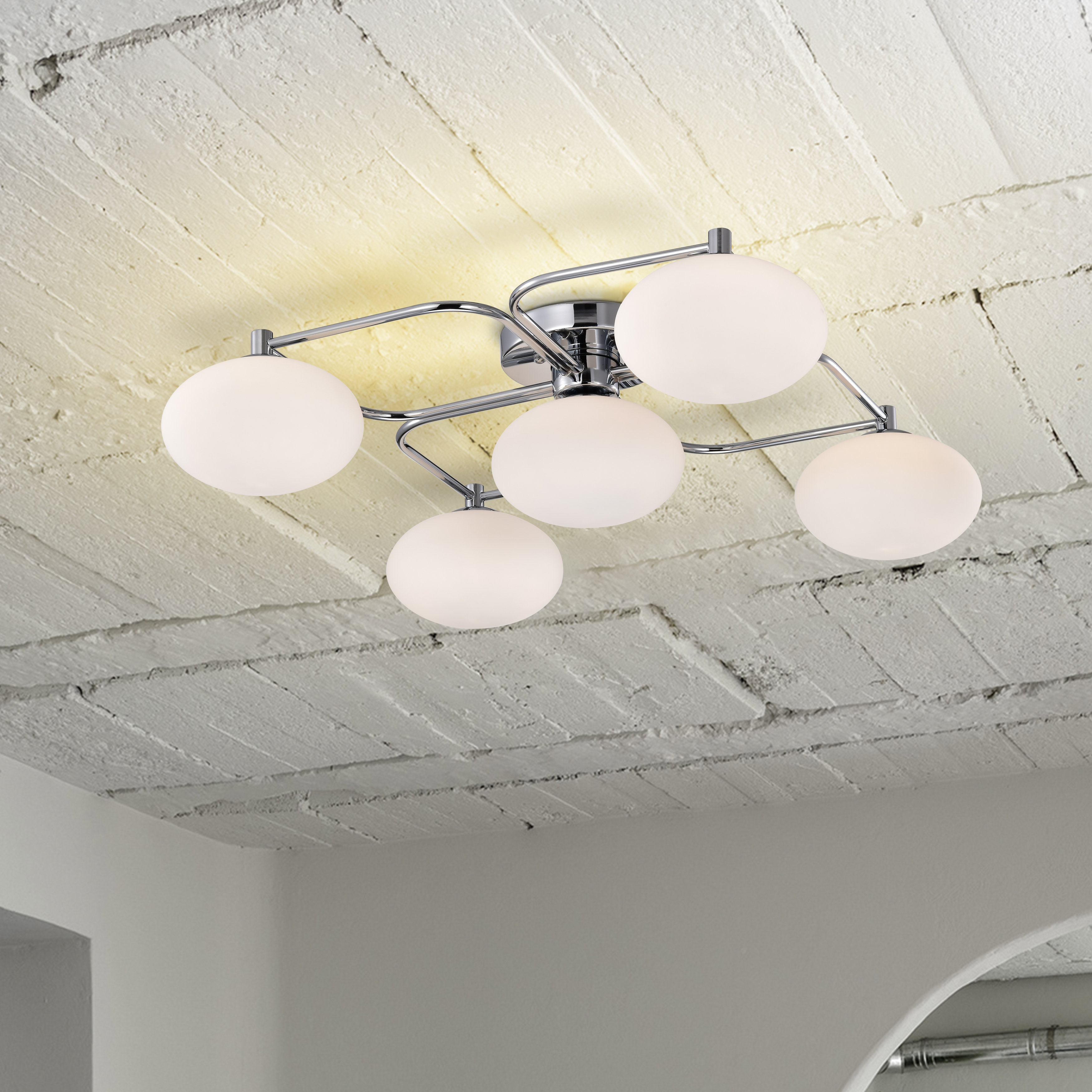 Corrigan Studio® 5-light Nickel Chandelier Frosted Glass Shades | Wayfair