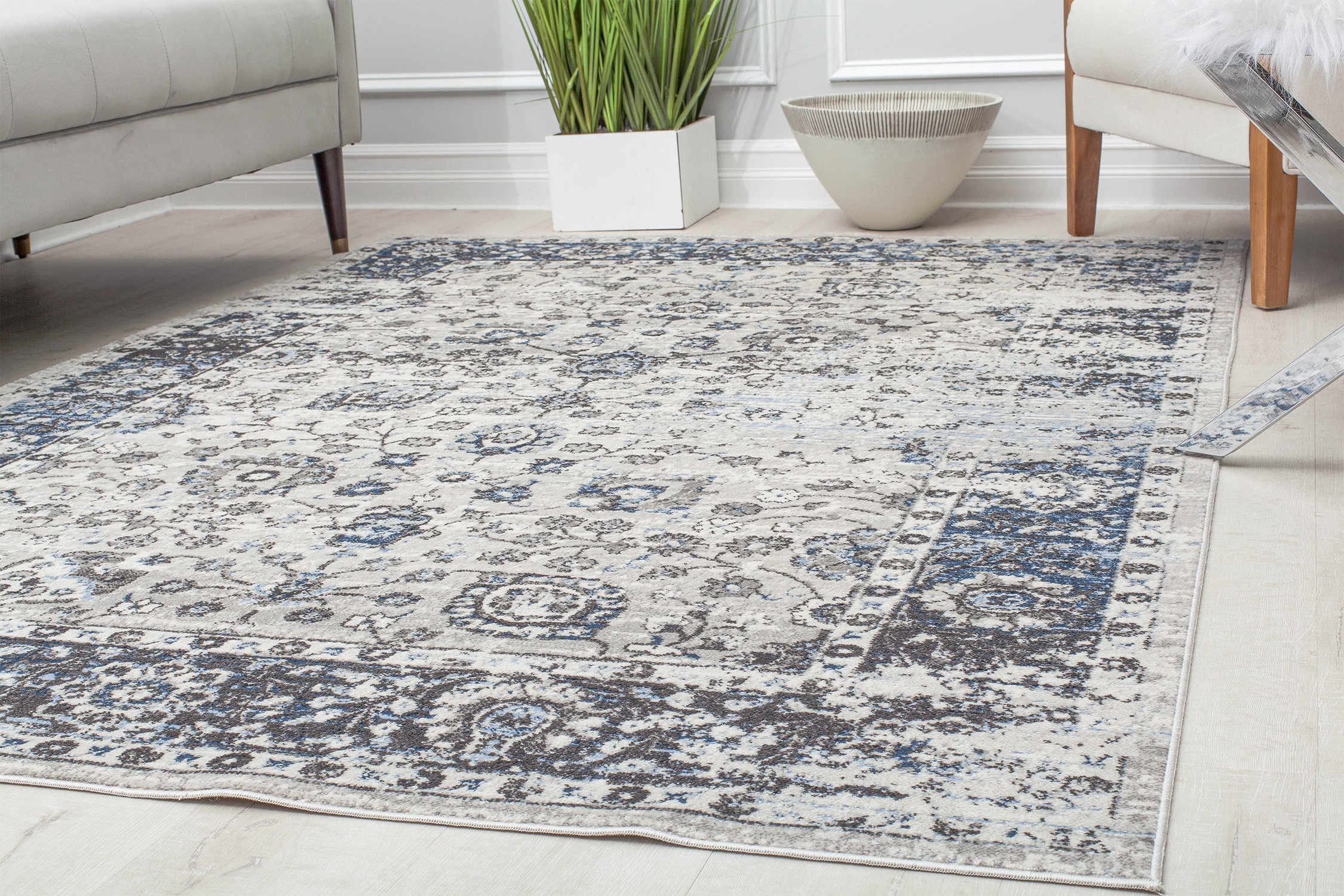 Ophelia & Co. Lavalley Vintage Atlantic Azure Area Rug & Reviews | Wayfair