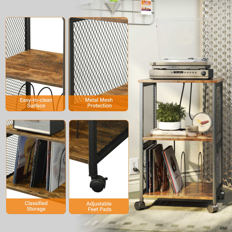 17 Stories 3-Tier Audio Rack | Wayfair