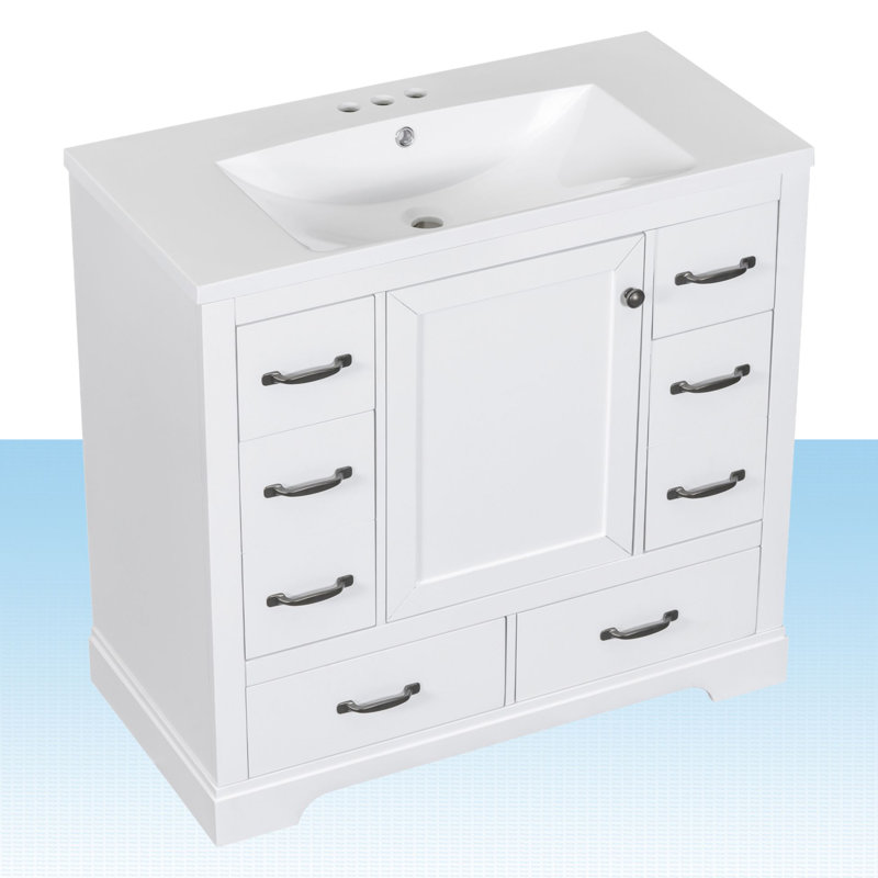 Winston Porter Raedon 36'' Single Bathroom Vanity with Ceramic Top ...
