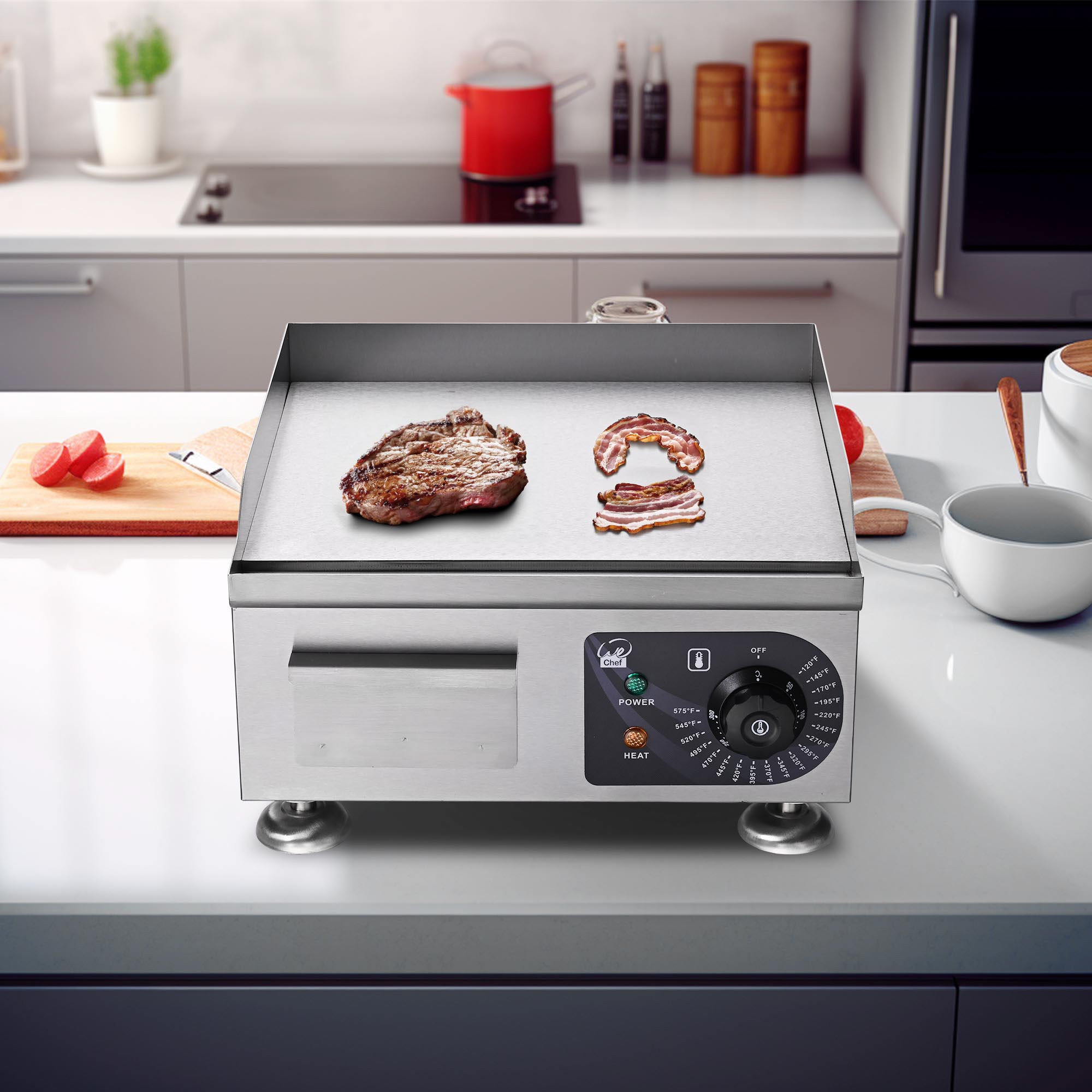 WeChef 1500W 14" Electric Countertop Griddle Flat Top Commercial ...
