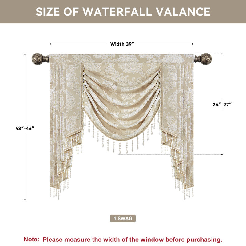 TOPLUXE Damask Window Valance in Beige & Reviews | Wayfair