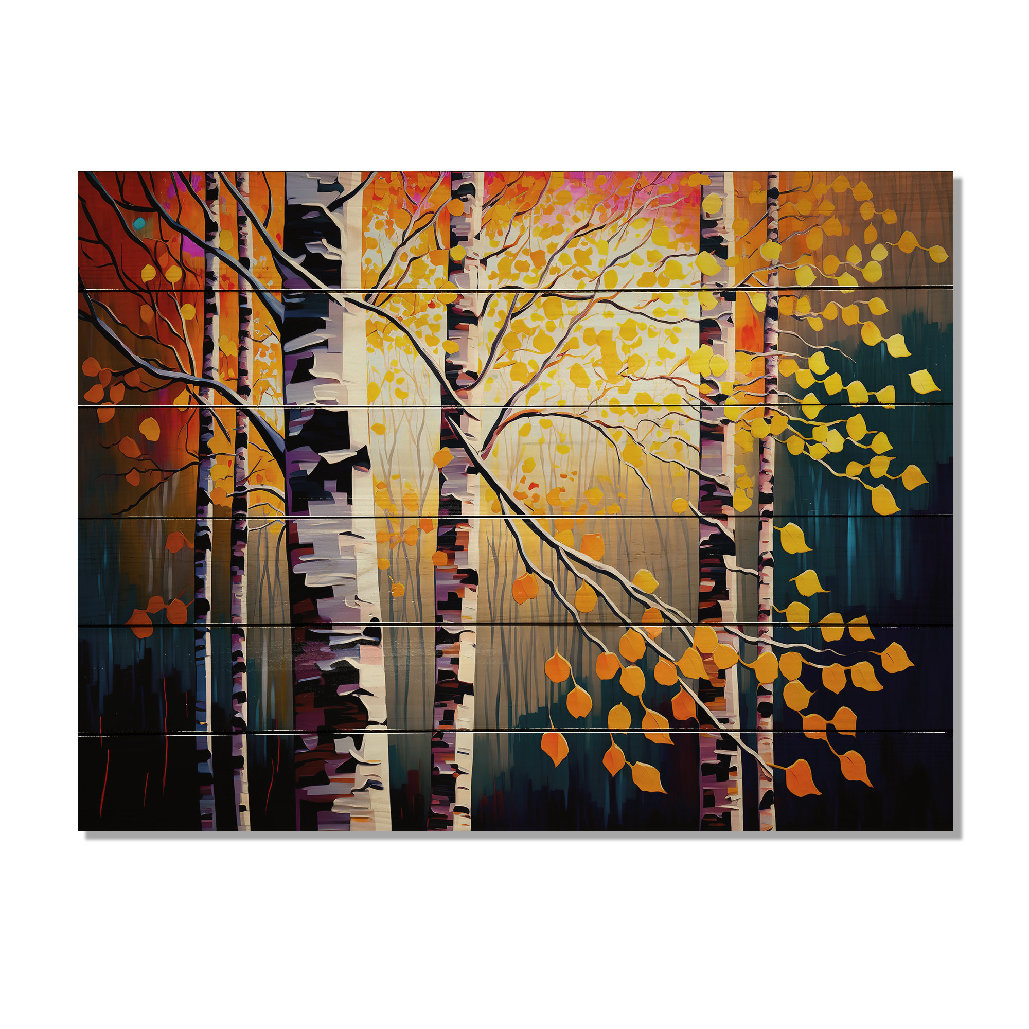 Red Barrel Studio® Autumn Birch Trees Forest I - Unframed Print on Wood ...