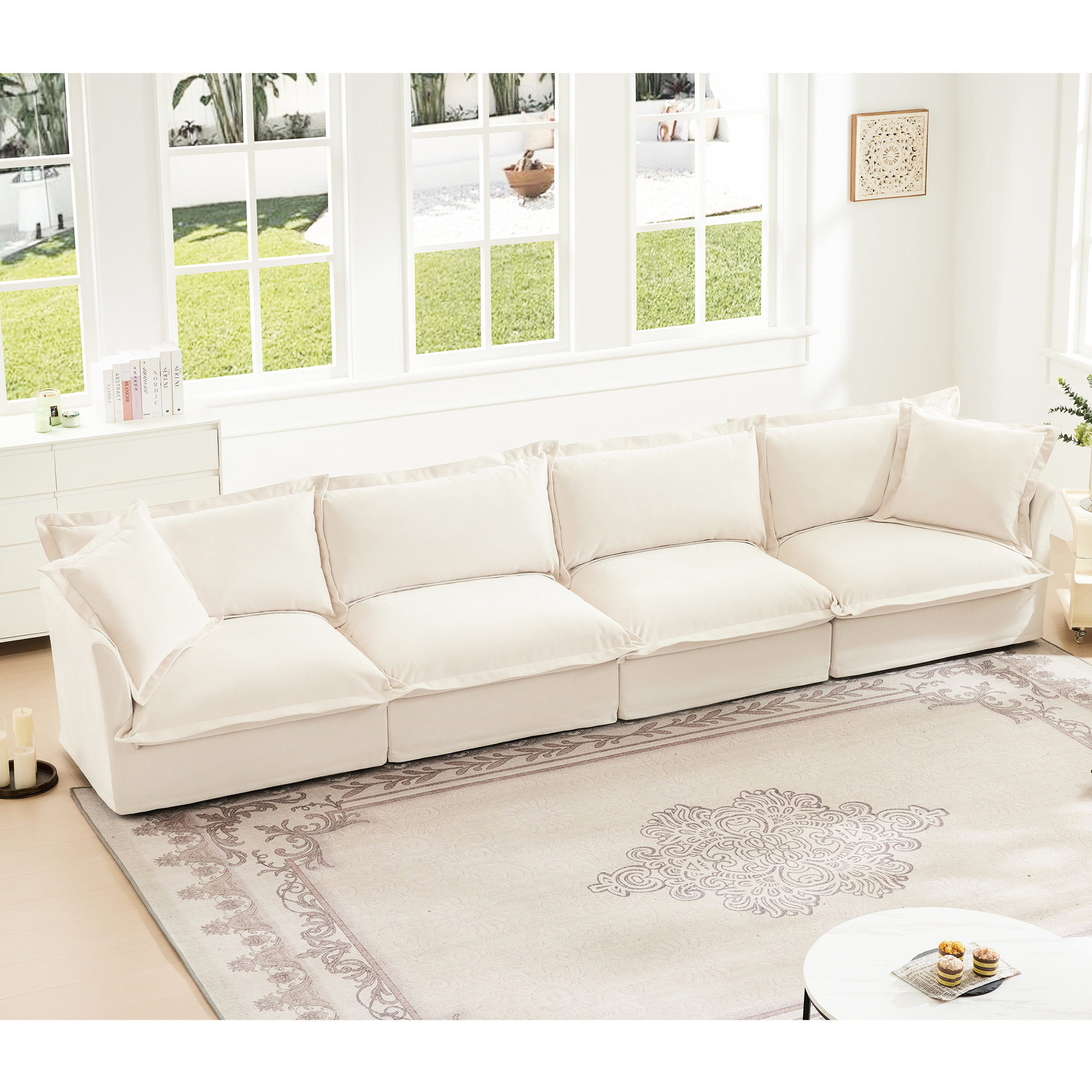 Latitude Run® 4 With Chenille, Cream Color, Removable Cover, Elegant ...