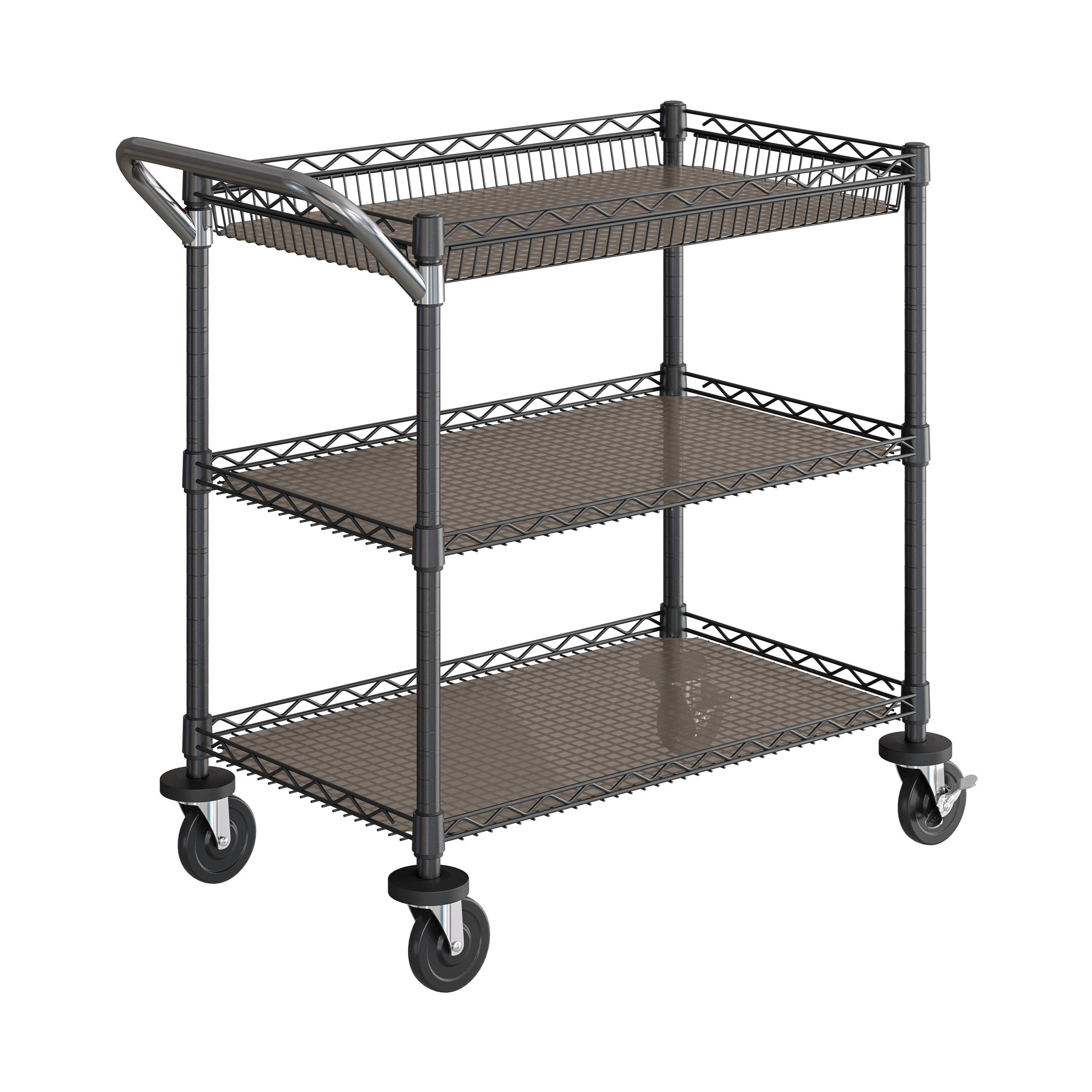 Seville Classics 3-Tier NSF Utility Cart with Shelf Liners | Wayfair