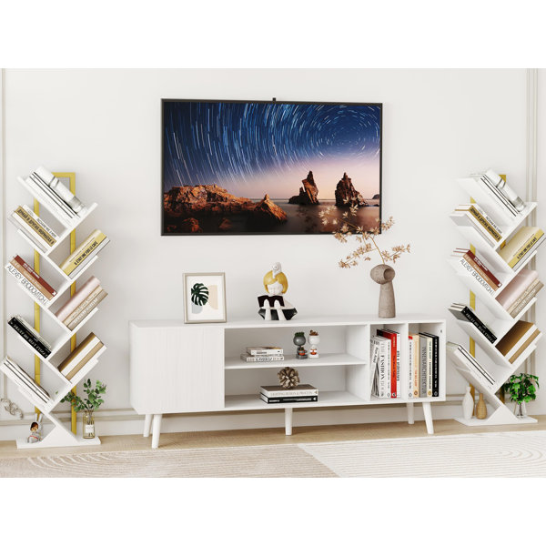 Draper Tree Bookshelf, Floor Standing Bookcase With Steel Pipe For ...