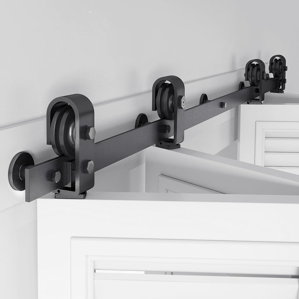 MAXAYA 64 Inch Bifold Barn Door Hardware Track Kit For Four 15 Inch Clo... | Wayfair