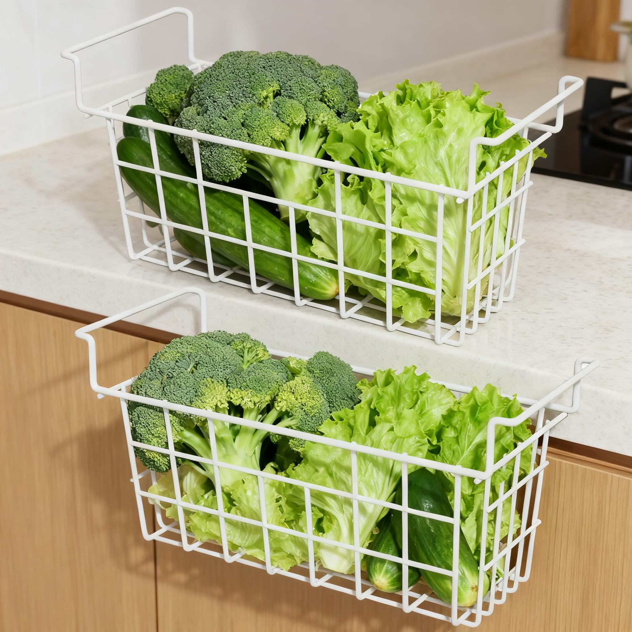 East Urban Home 2-Pack Deep Freezer Baskets With Hanging Handles, 17.5 ...