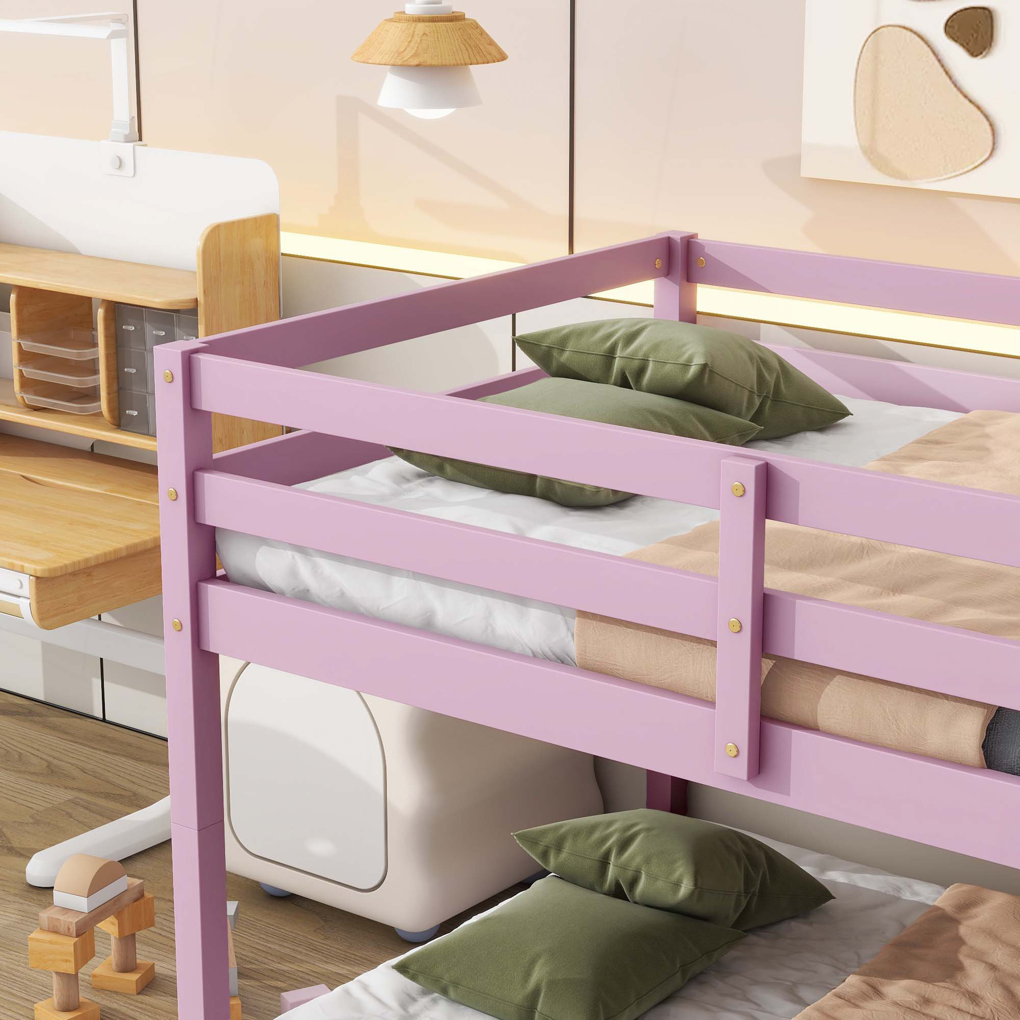 Harriet Bee Solid Wooden,Solid Rubber Wooden Loft Bed with Ladder,Upper ...