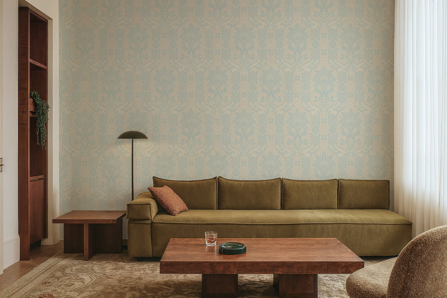 Mitchell Black Columnar Bloom - Eggshell Wallpaper | Wayfair