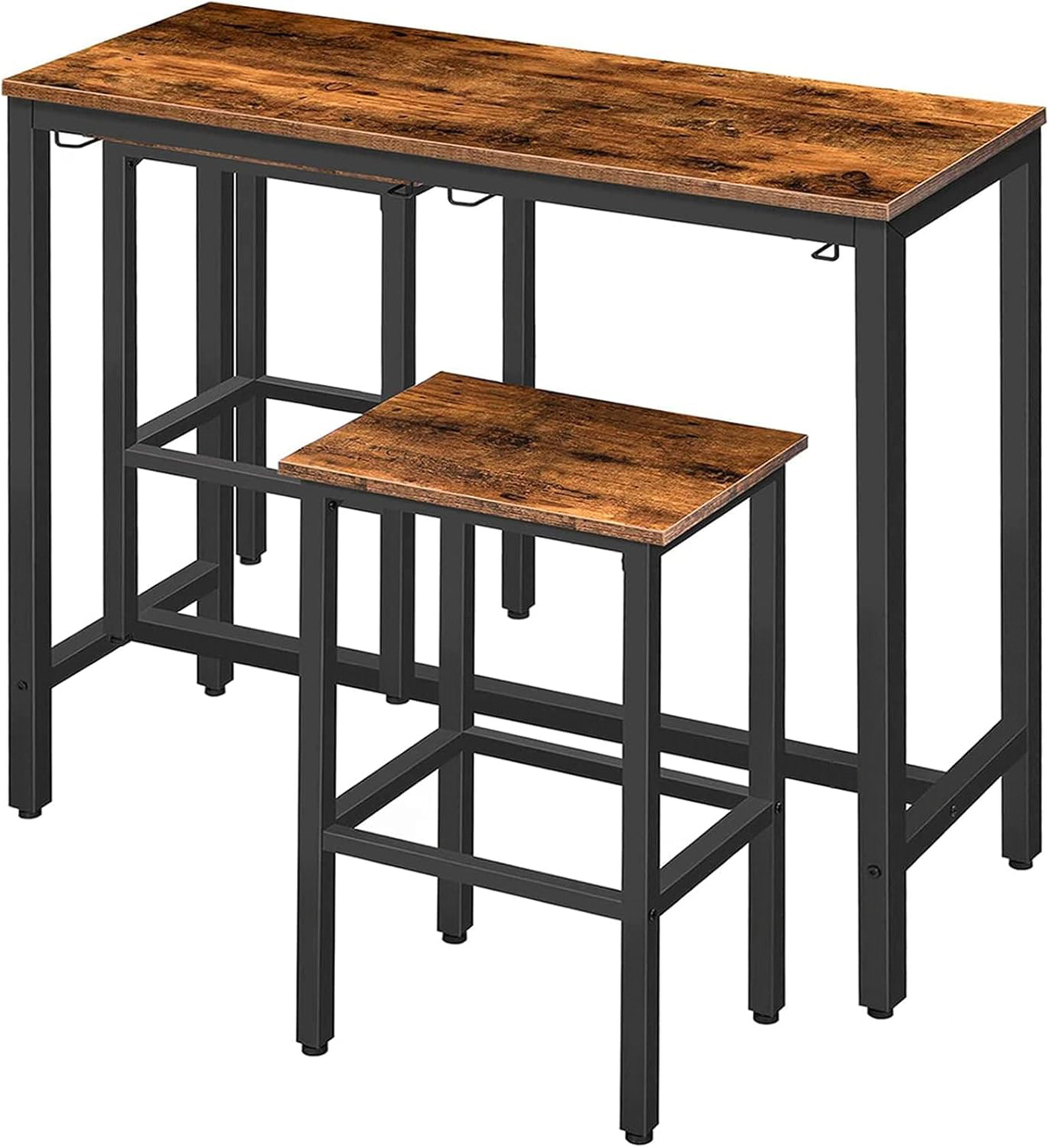 lingxuan Bar Table Set With 2 Stools: Pub Height Dining Table, Under ...