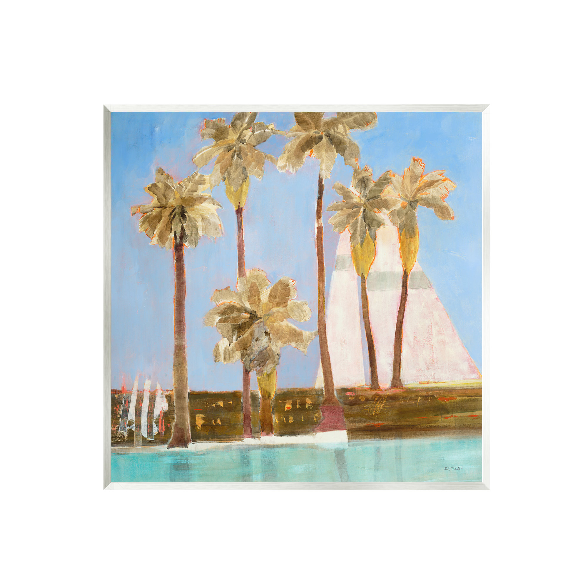 Stupell Industries " Tall Palm Trees Summer Nautical Sailboat Landscape ...