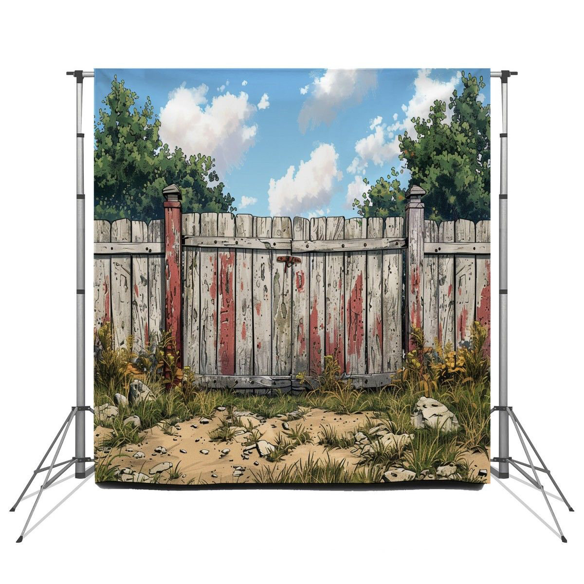 VisionDecor Weathered fence Backdrop Landscape Large Aged wooden Photo ...