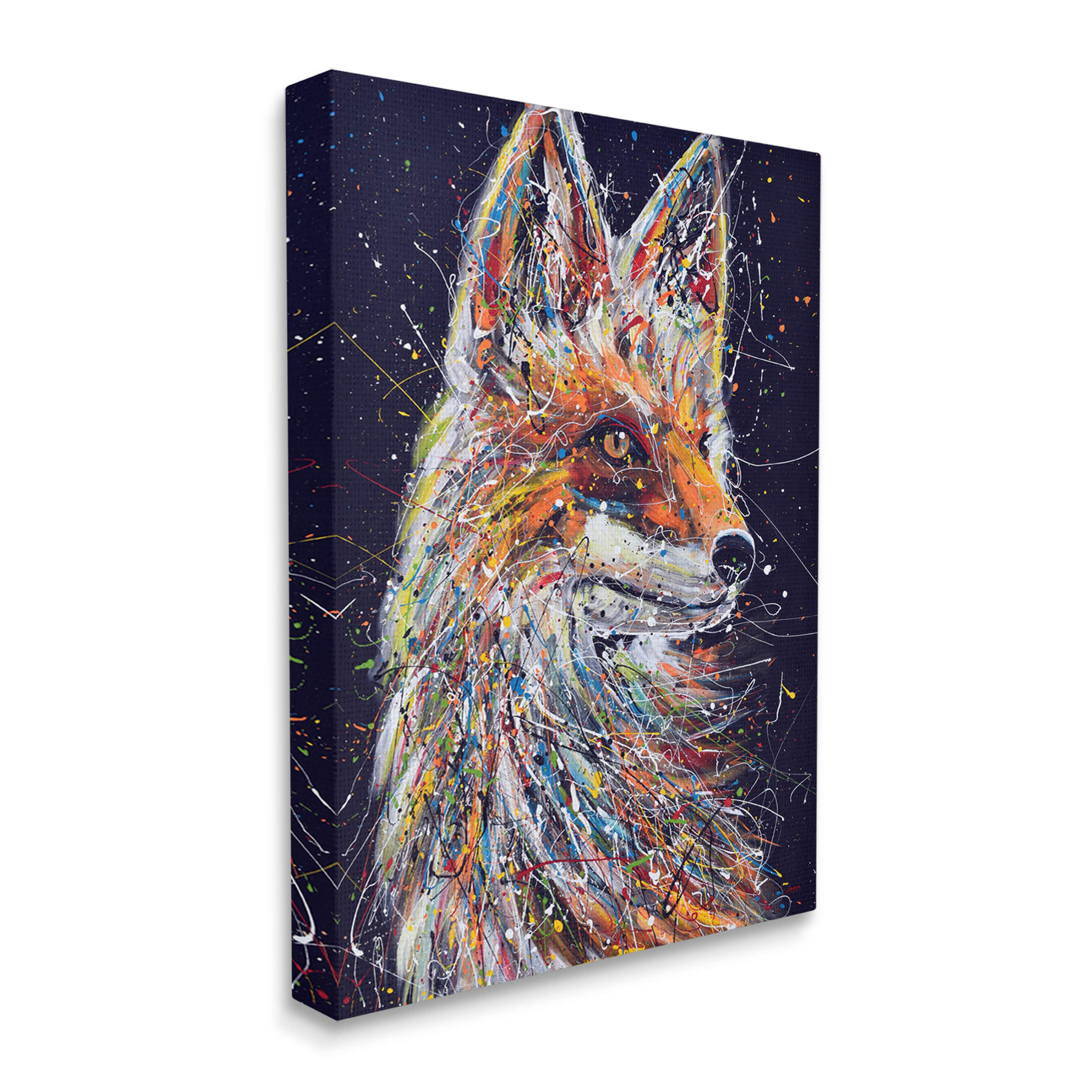 Stupell Industries Contemporary Fox Urban Splatter Canvas Wall Art By ...